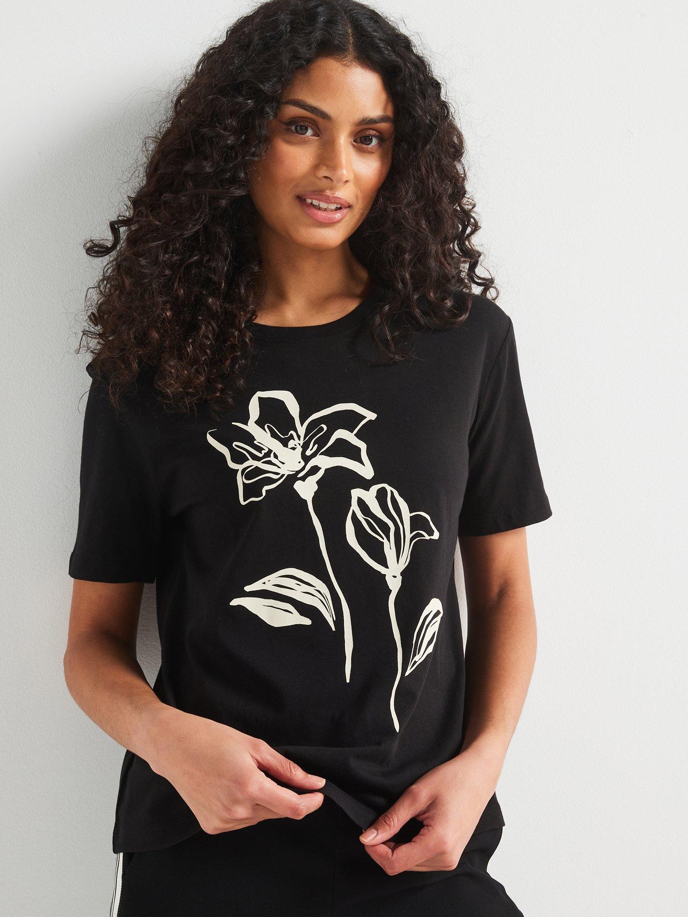 V by Very Graphic T-Shirt - Black | Very