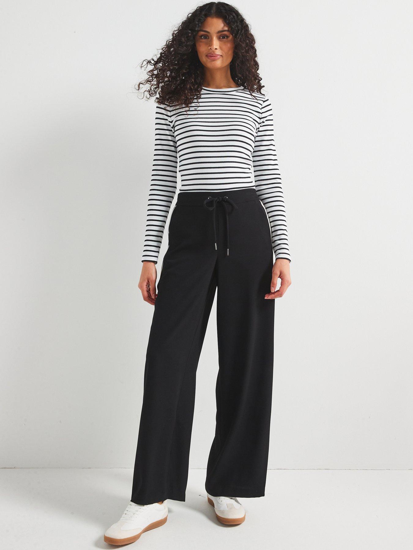 V by Very Everyday Long Sleeve Rib T-Shirt Stripe - Navy | Very