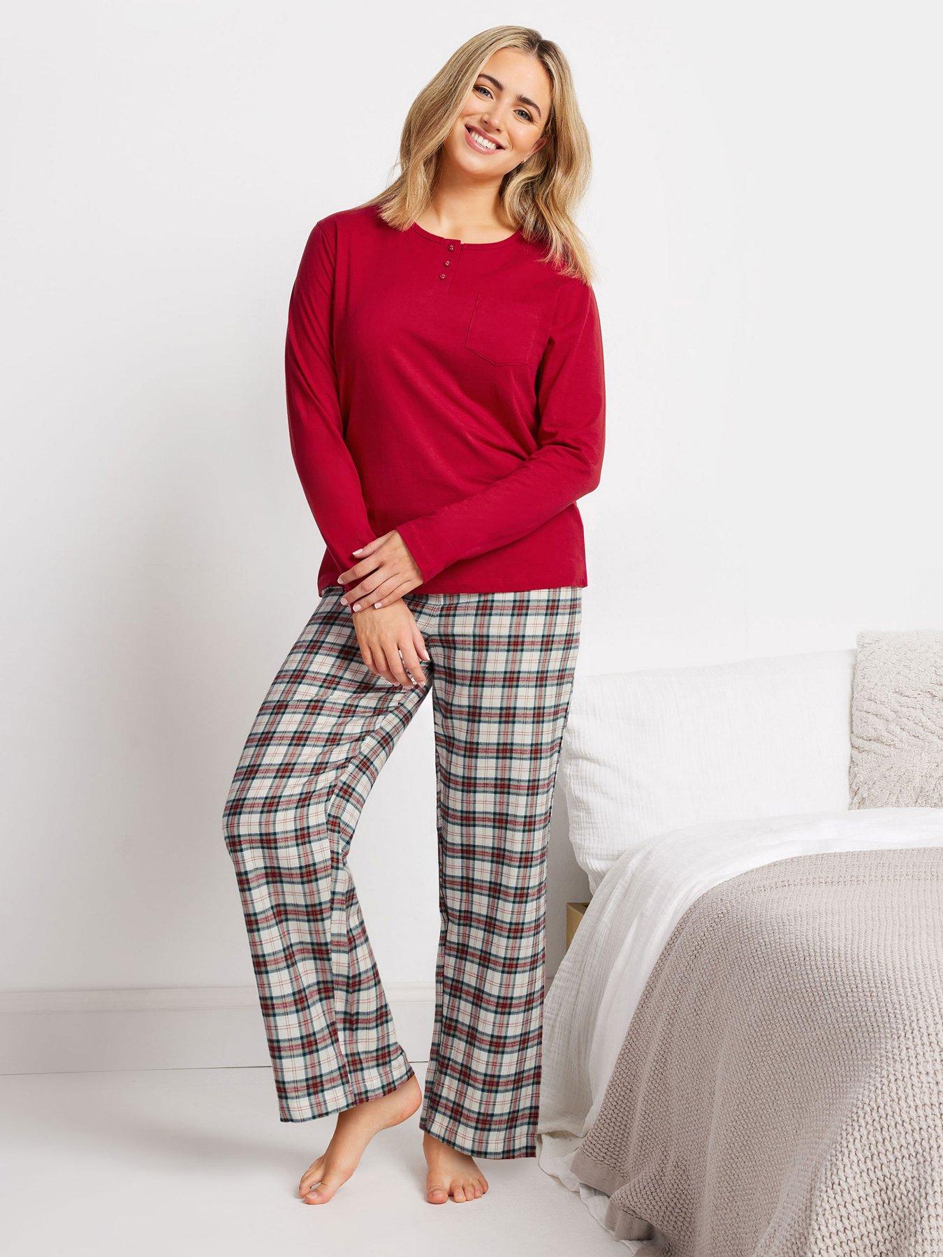 M&Co Jersey Woven Pj Set - Red | Very