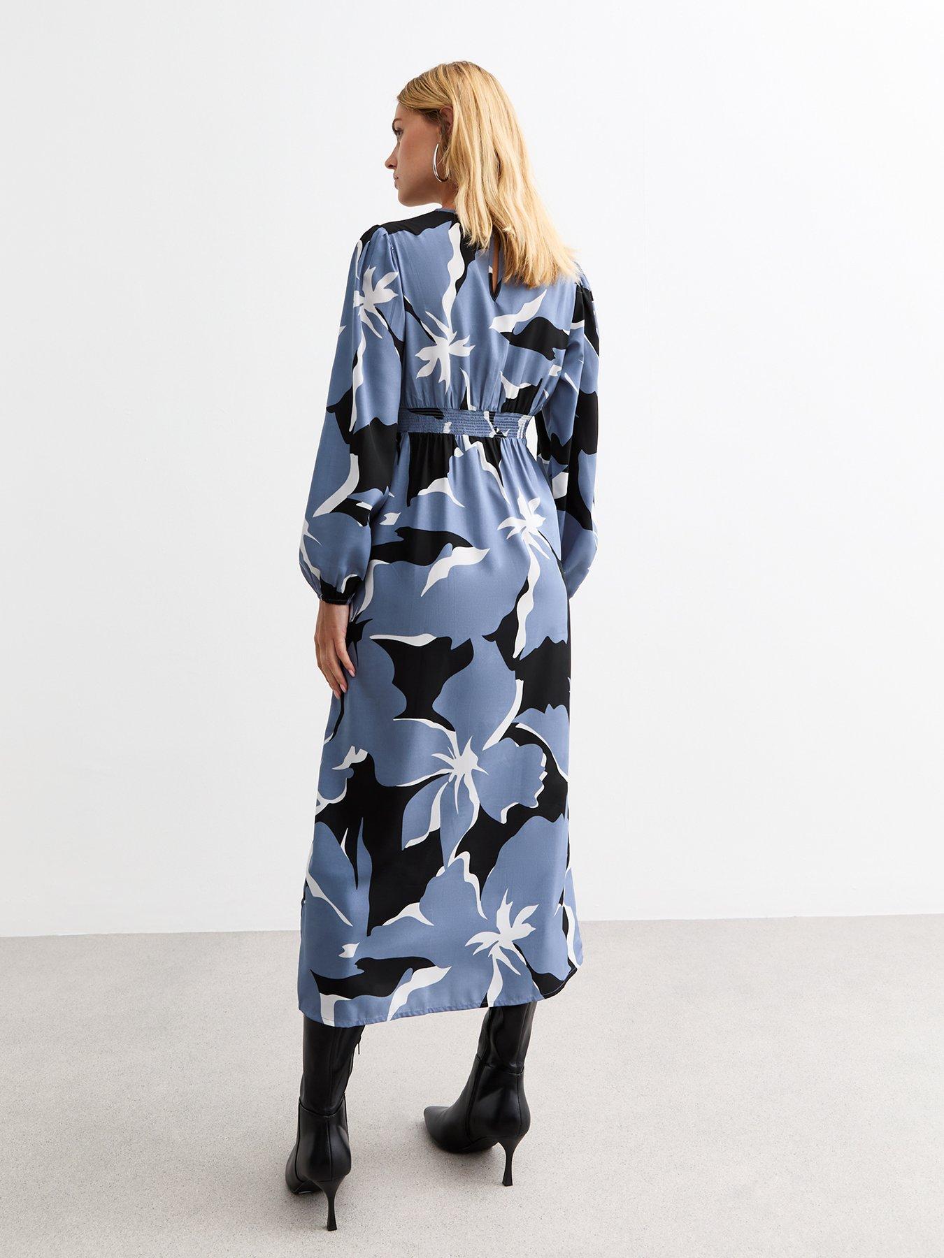 New Look Floral Print A Line Midi Dress - Blue | Very