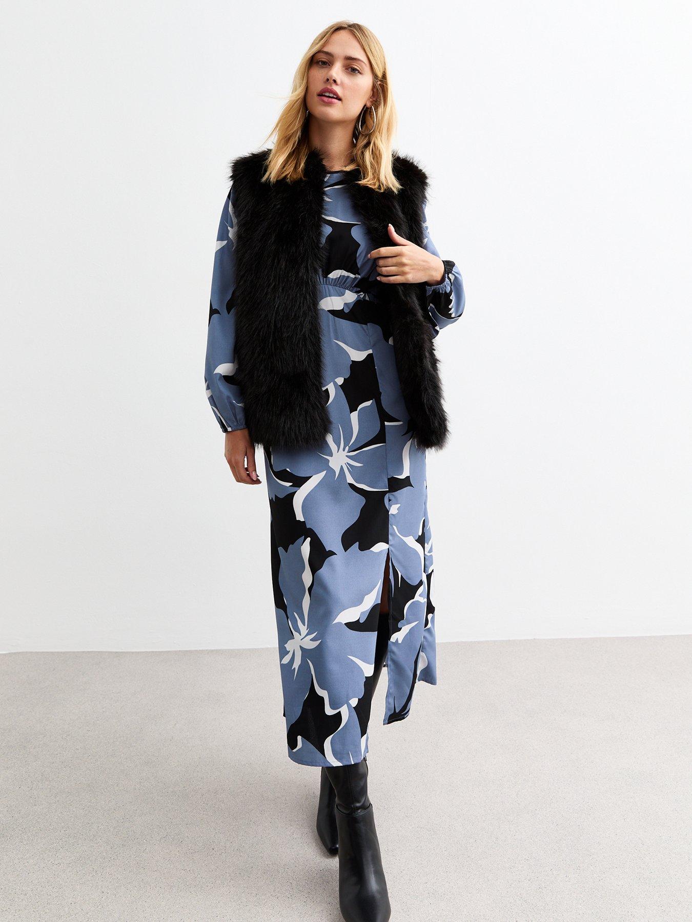 New Look Floral Print A Line Midi Dress - Blue | Very
