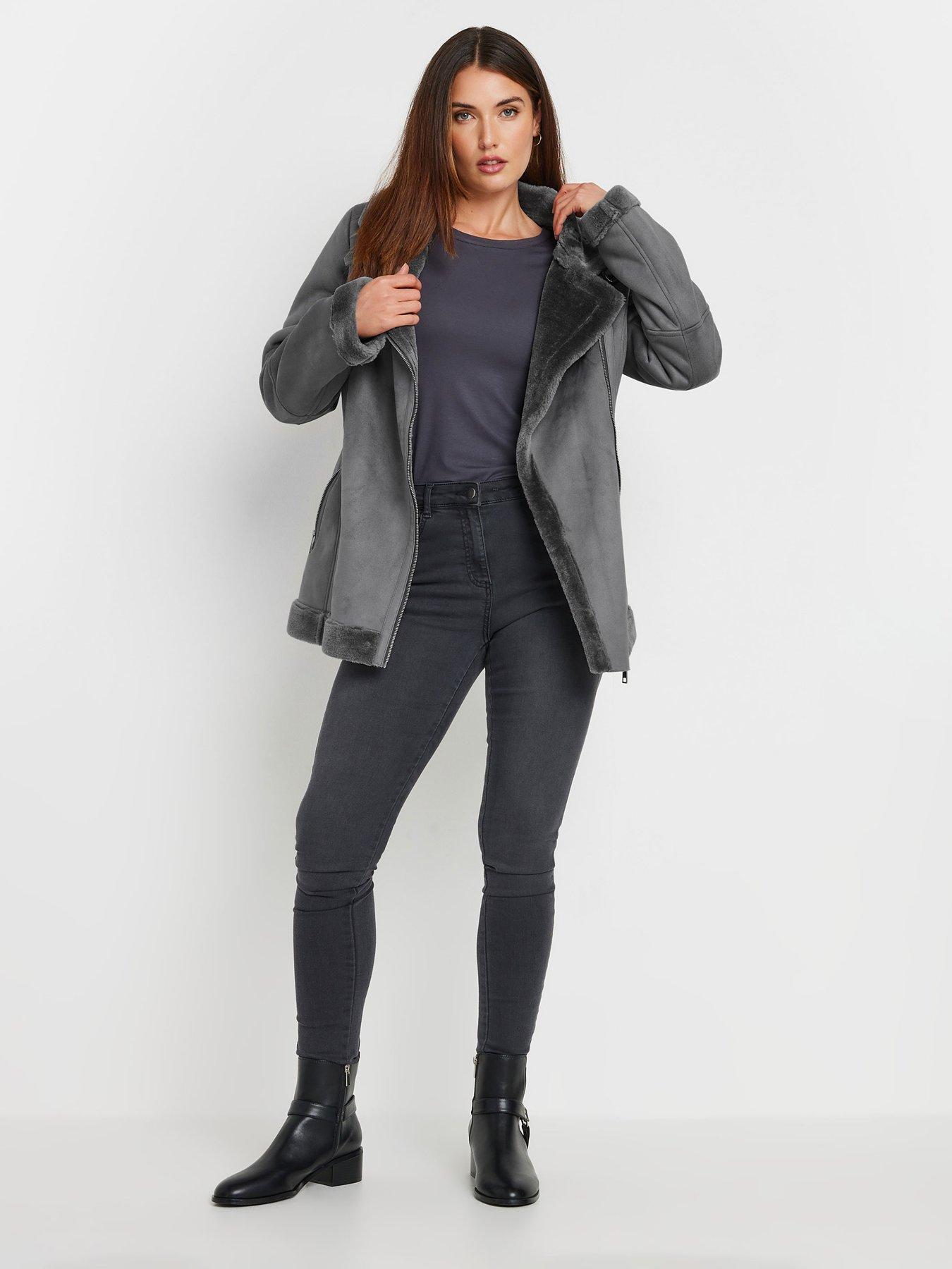 Long Tall Sally Tall Aviator Jacket - Grey | Very