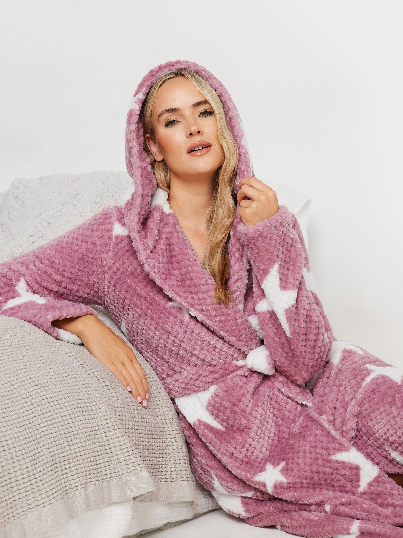 Long Tall Sally Tall Honeycomb Star Hooded Maxi Robe - Pink | Very