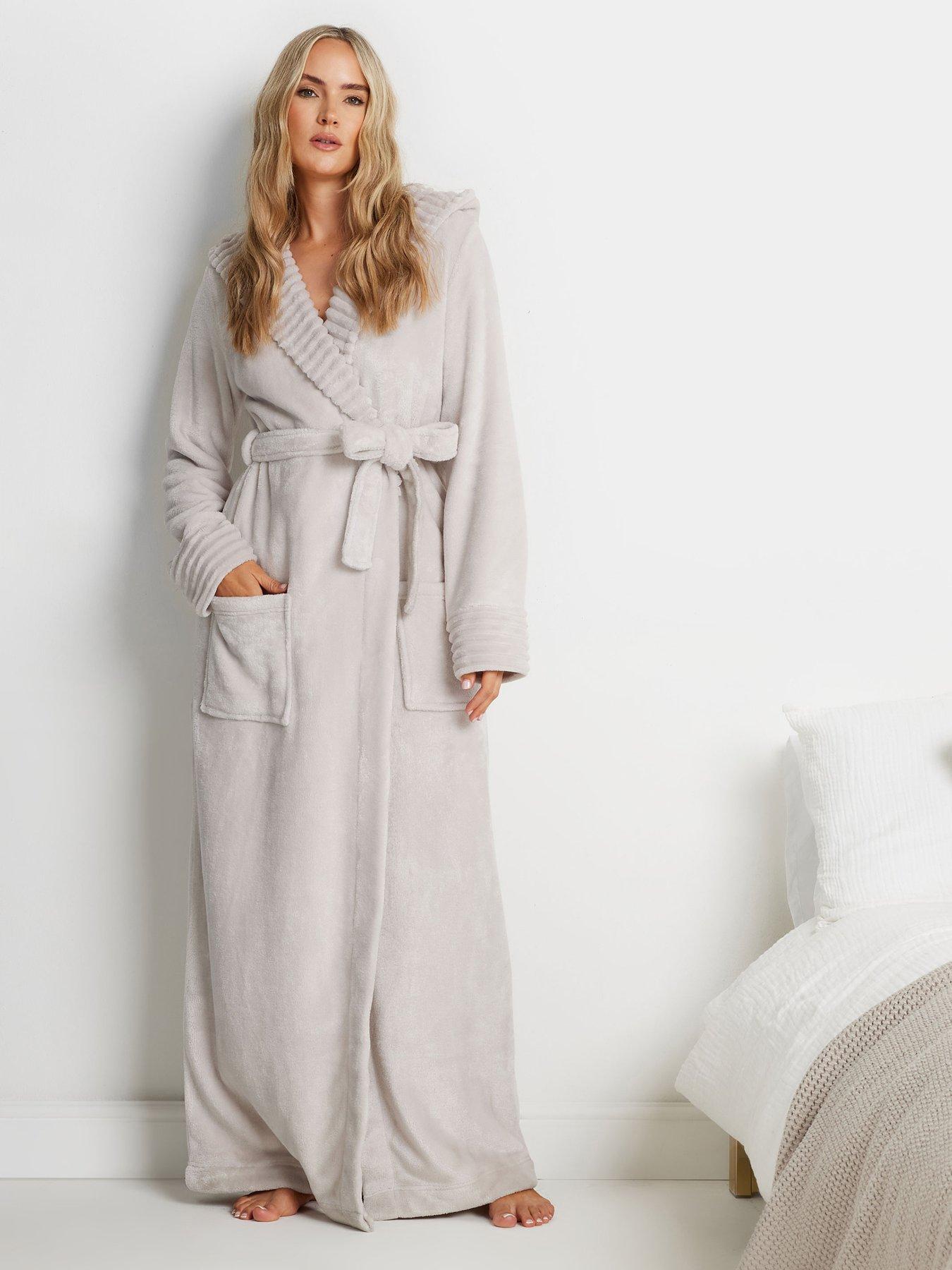 Long Tall Sally Tall Rib Trim Hooded Maxi Robe - Natural | Very