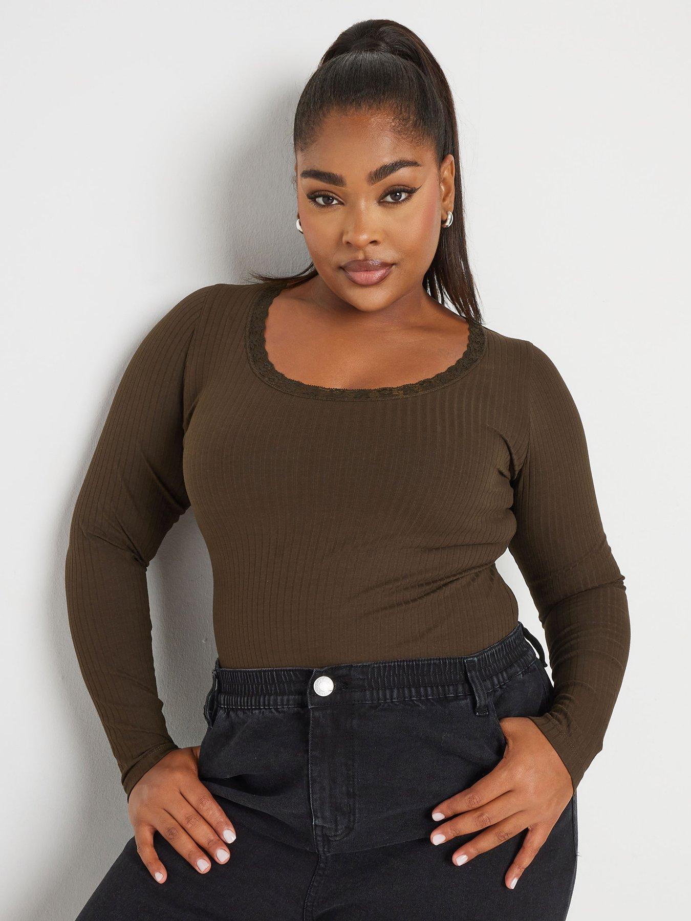 Yours Curve Rib Lace Body Suit | Very