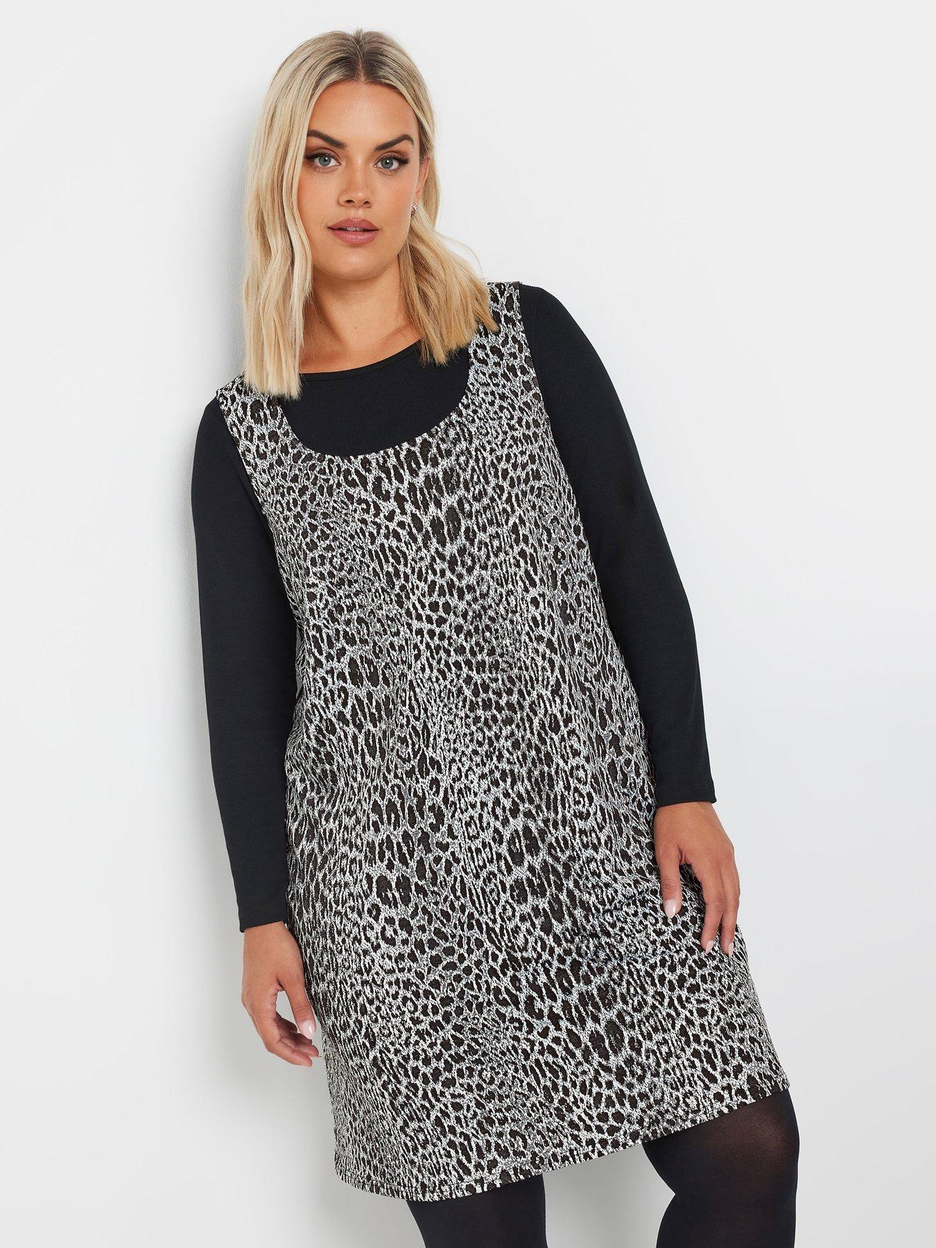 Yours Curve A-line Pinafore Dress - Grey | Very
