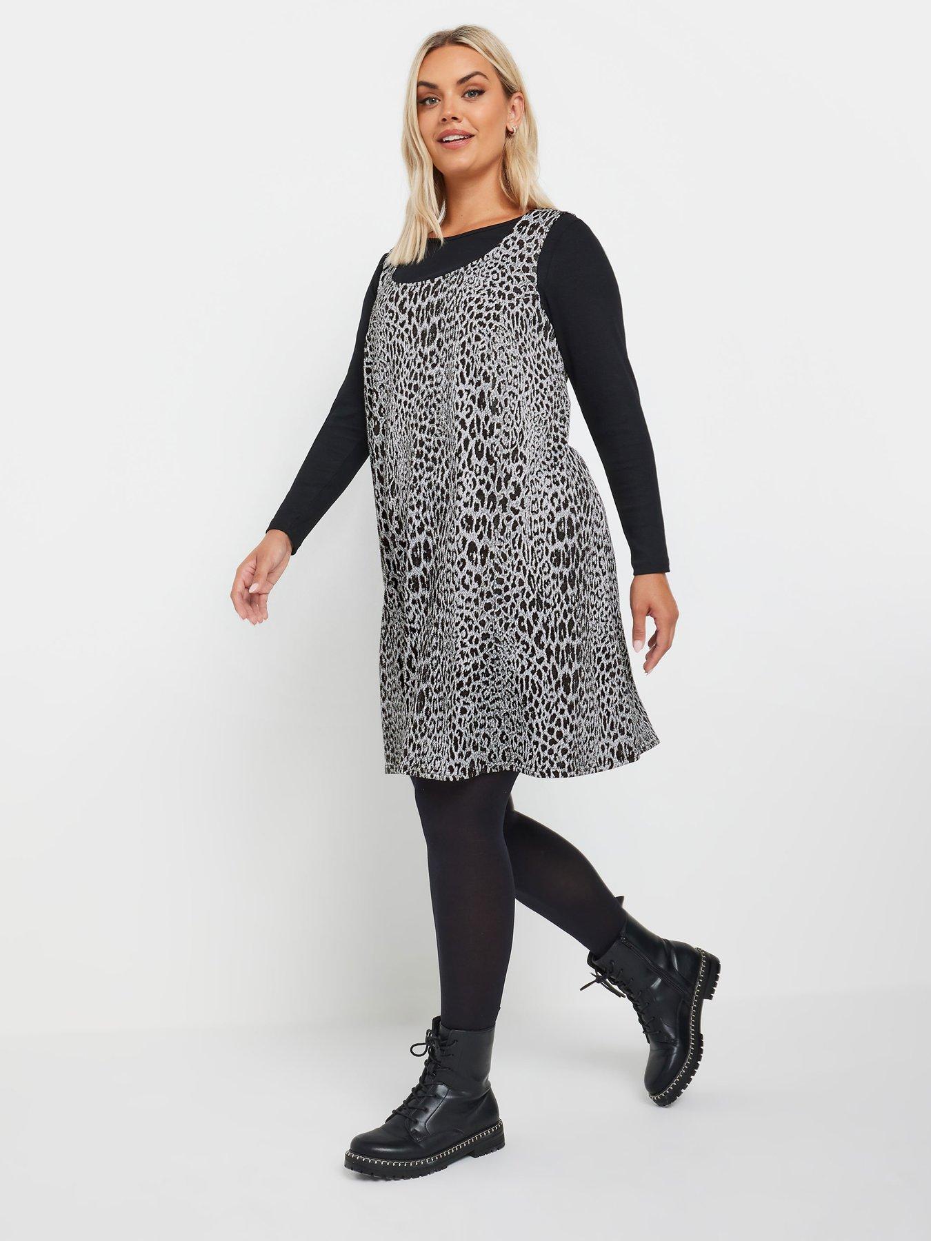 Yours Curve A-line Pinafore Dress - Grey | Very