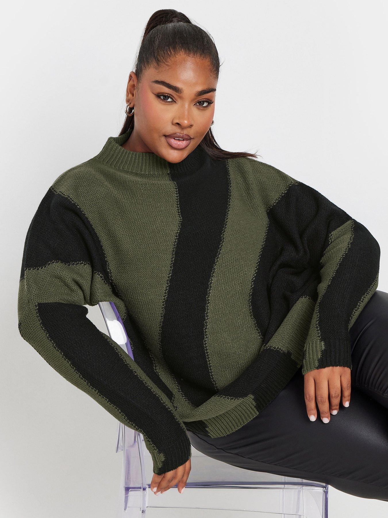 Yours Curve Oversized Colourblock Swirl Jumper | Very