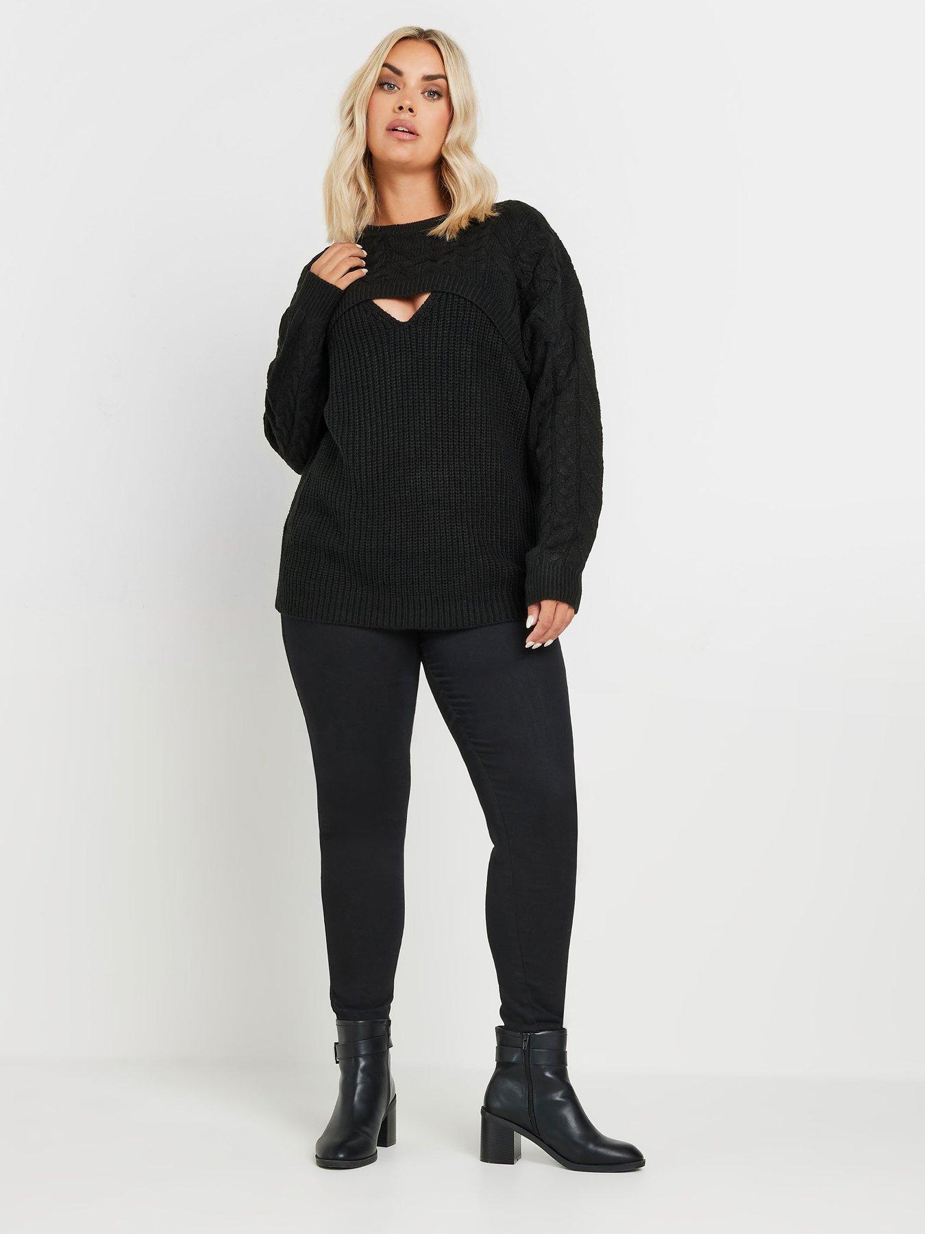 Yours Curve Cable Cut Out Jumper - Black | Very