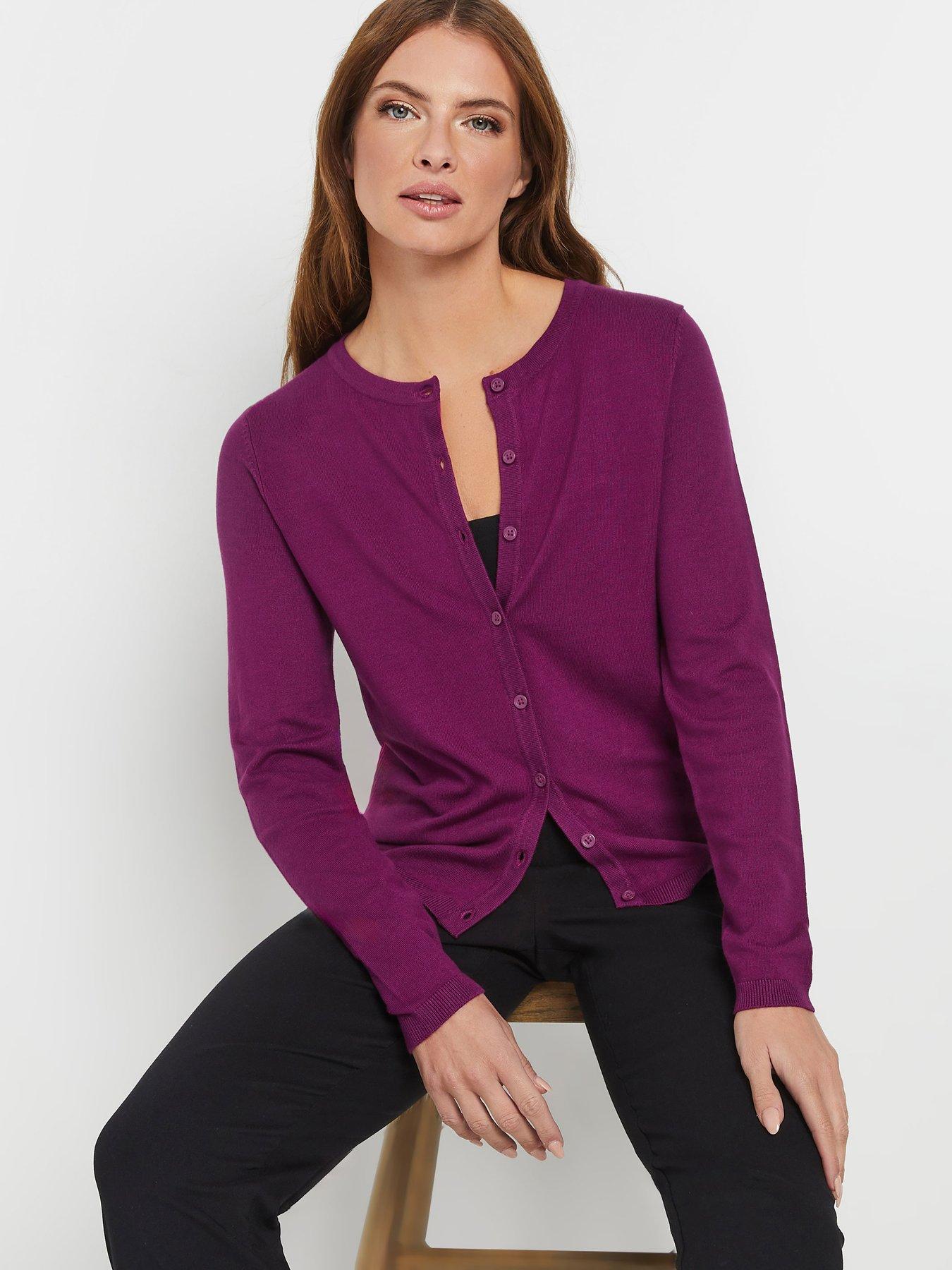 M&Co Button Down Cardi - Purple | Very