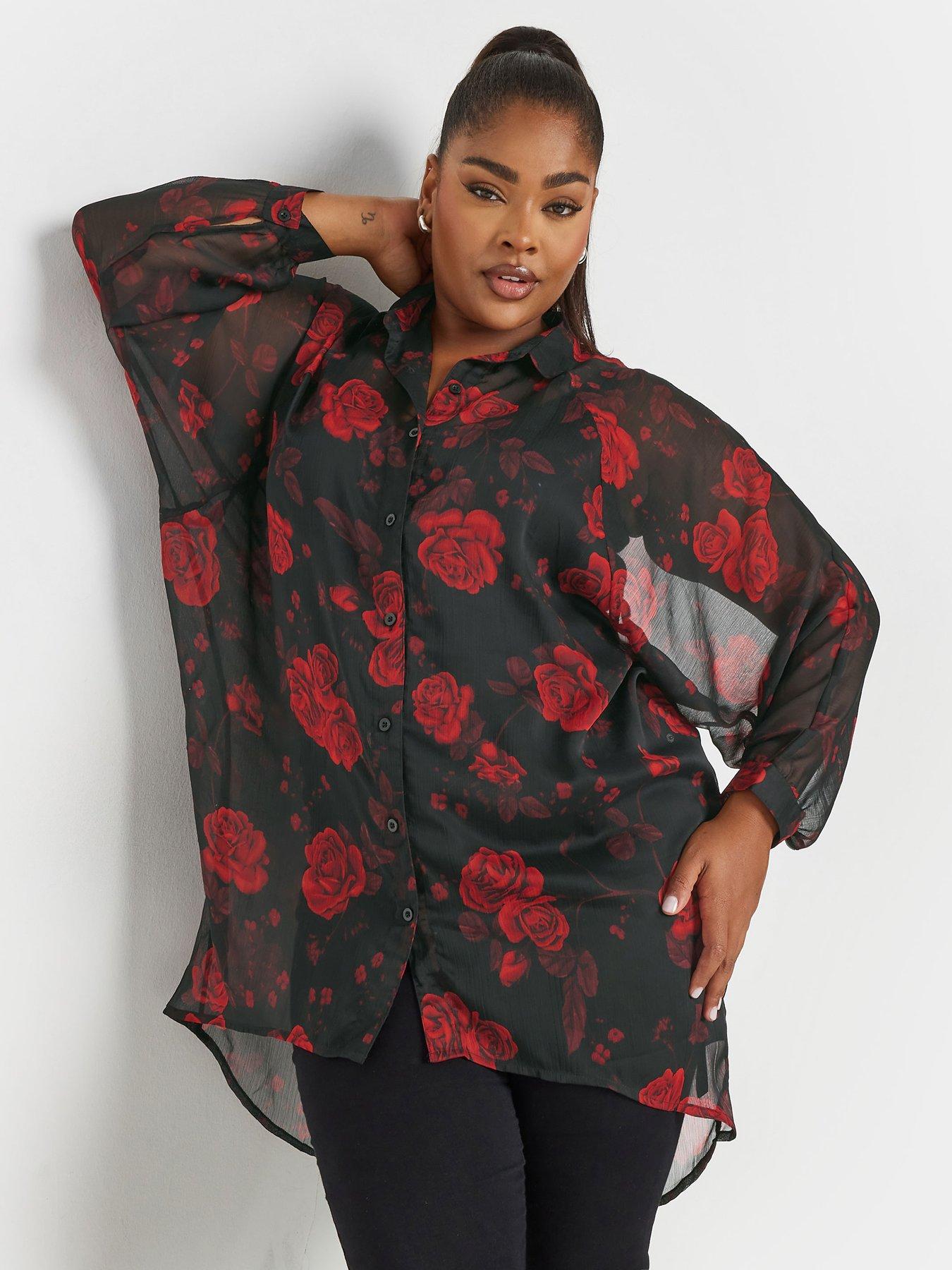 Yours Curve Extreme Dip Back Shirt - Black | Very