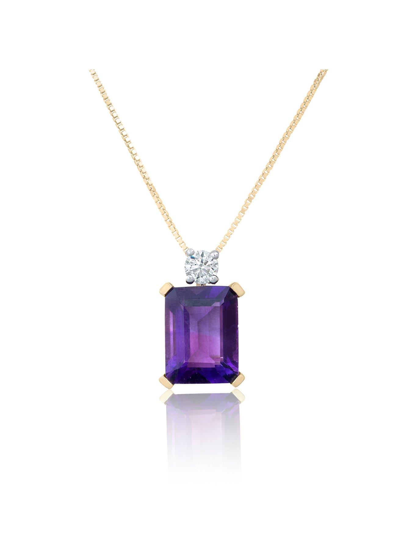 Love DIAMOND Lab Grown Diamond Natural Amethyst Pendant Necklace | Very