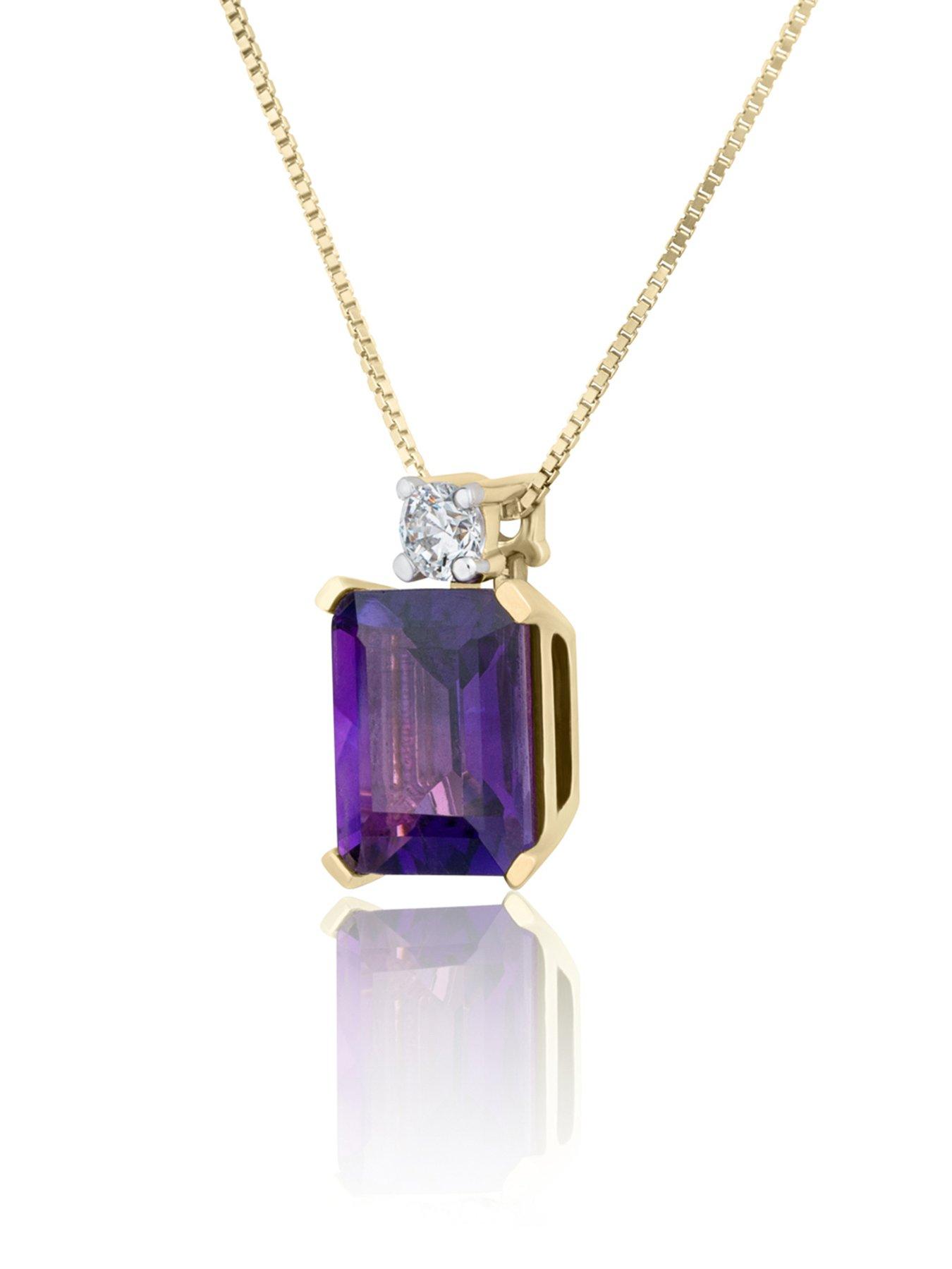 Love DIAMOND Lab Grown Diamond Natural Amethyst Pendant Necklace | Very