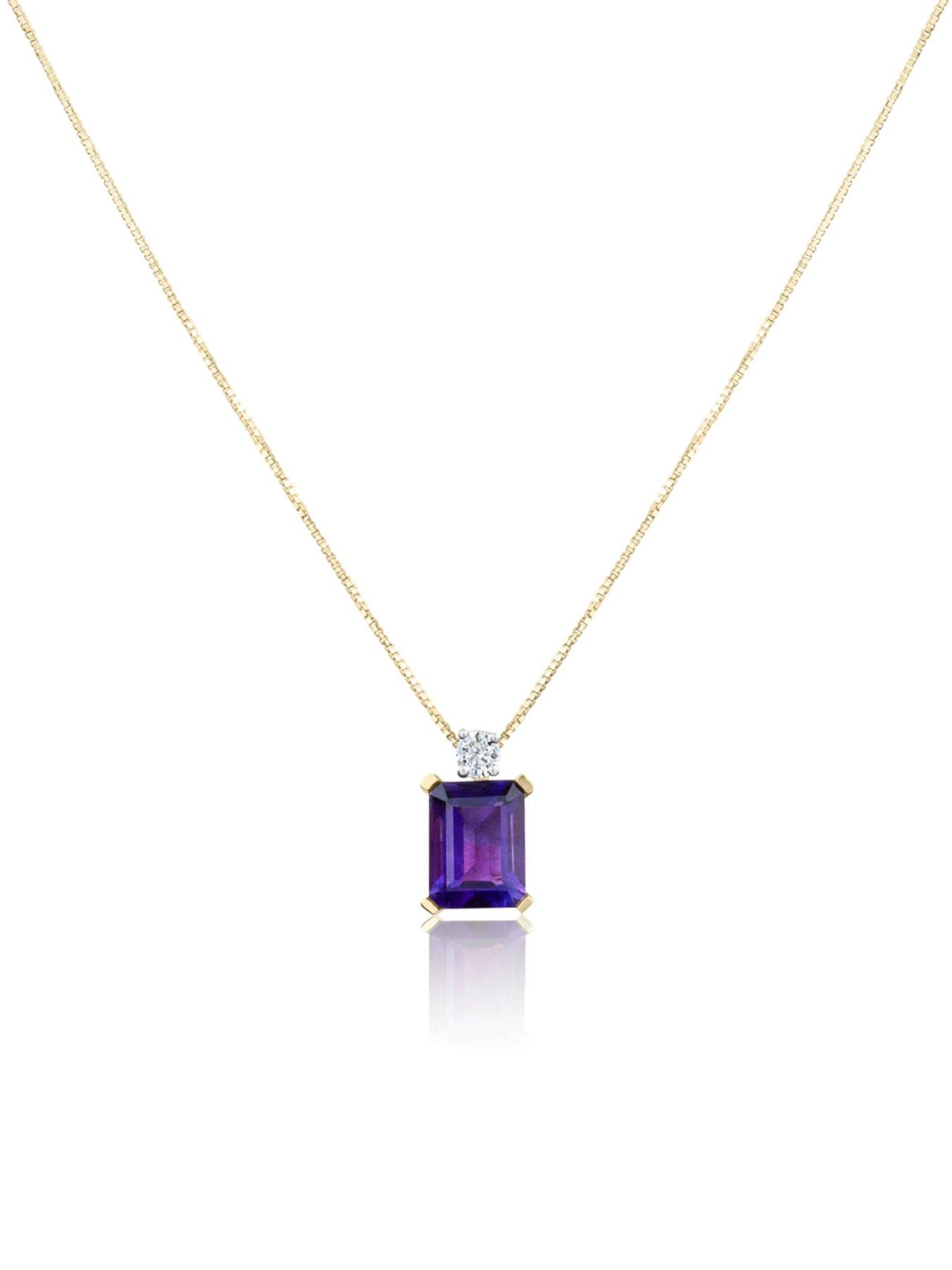 Love DIAMOND Lab Grown Diamond Natural Amethyst Pendant Necklace | Very