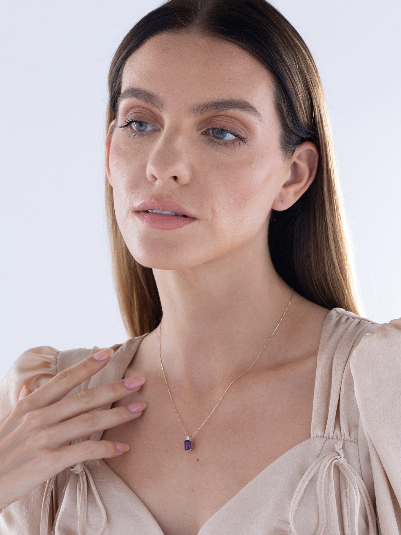 Love DIAMOND Lab Grown Diamond Natural Amethyst Pendant Necklace | Very