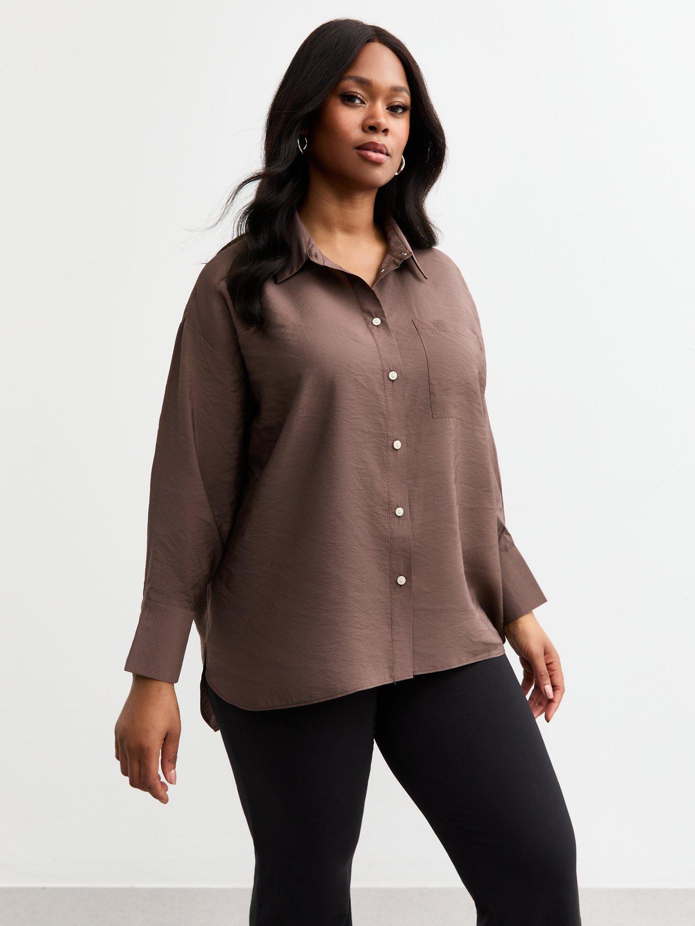 New Look Curves Relaxed Shirt - Brown | Very