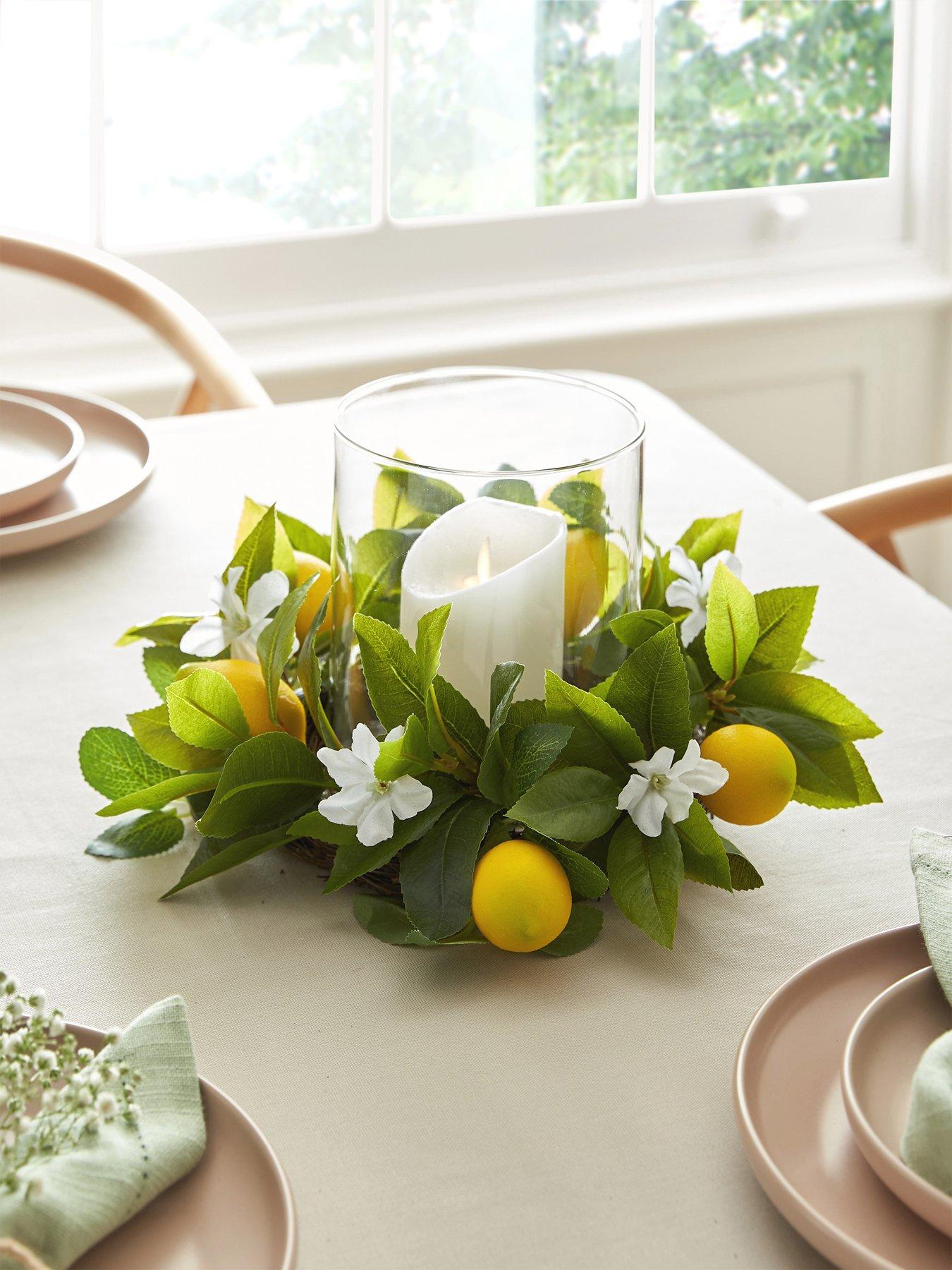 Lemon Hurricane Vase Table Centre (35cm) | Very