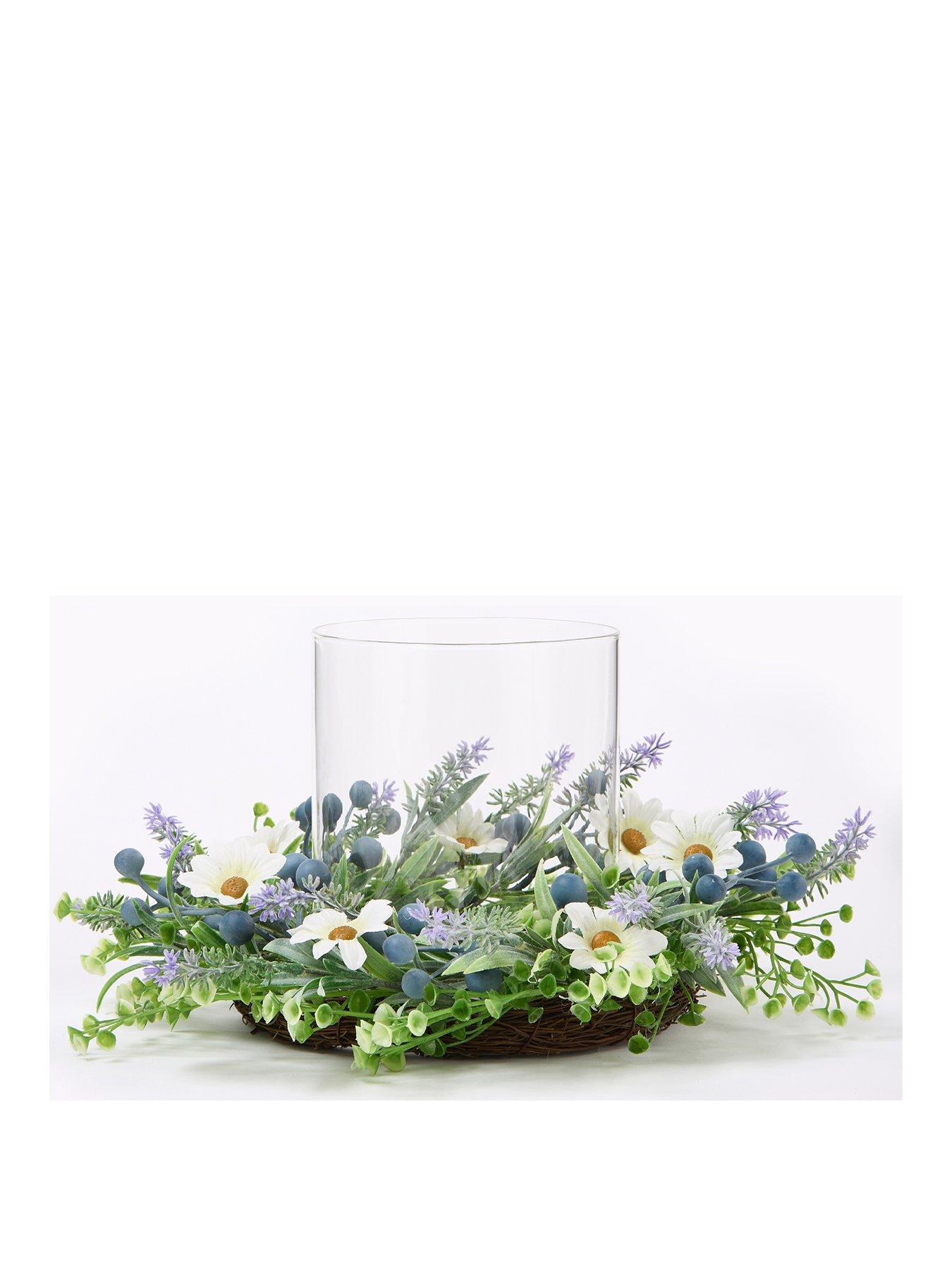 The Very Collection Mixed Floral Hurricane Vase Table Centre (35cm) | Very