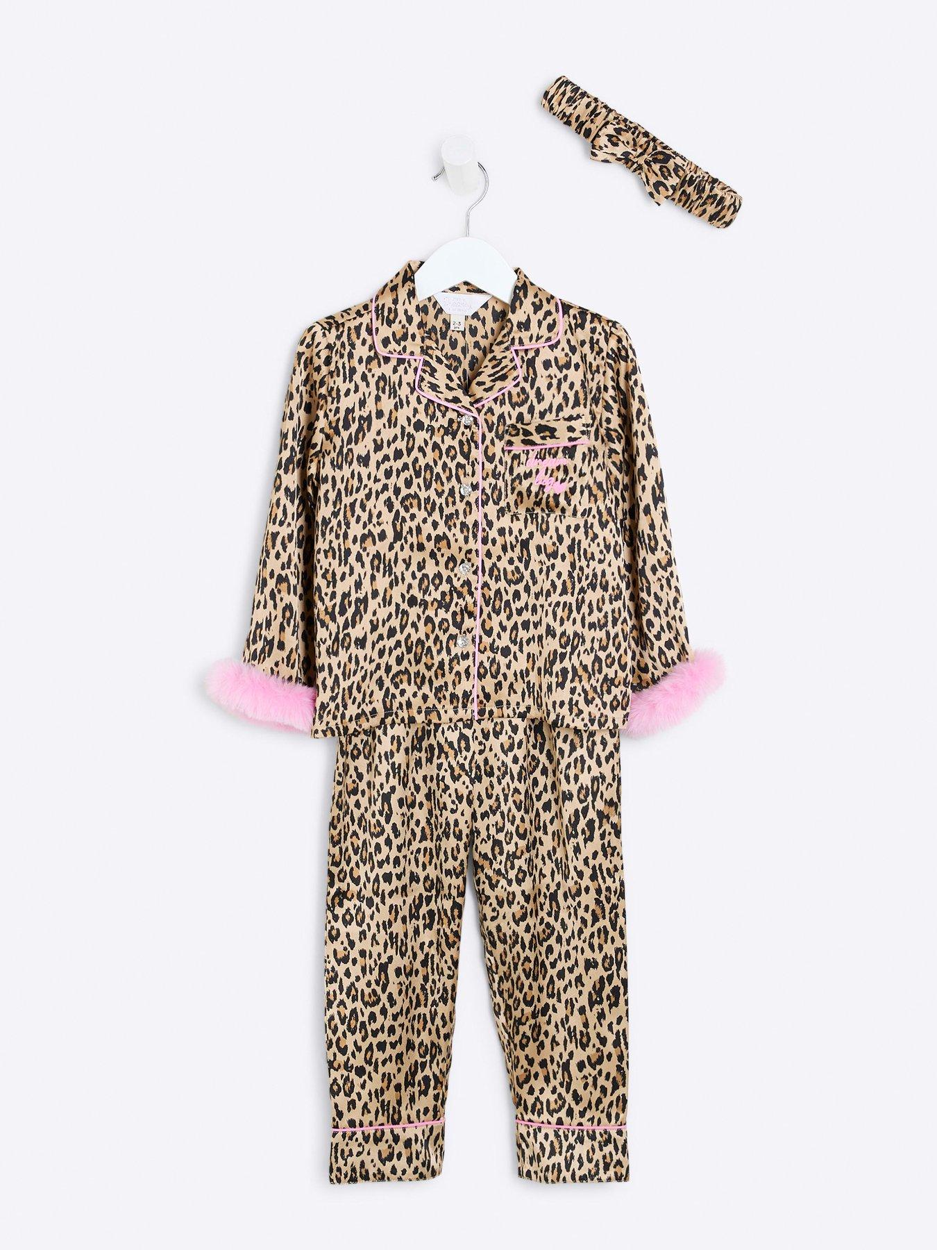 River Island Mini Mini Girl Faux Fur Leopard Pyjamas - Brown | Very