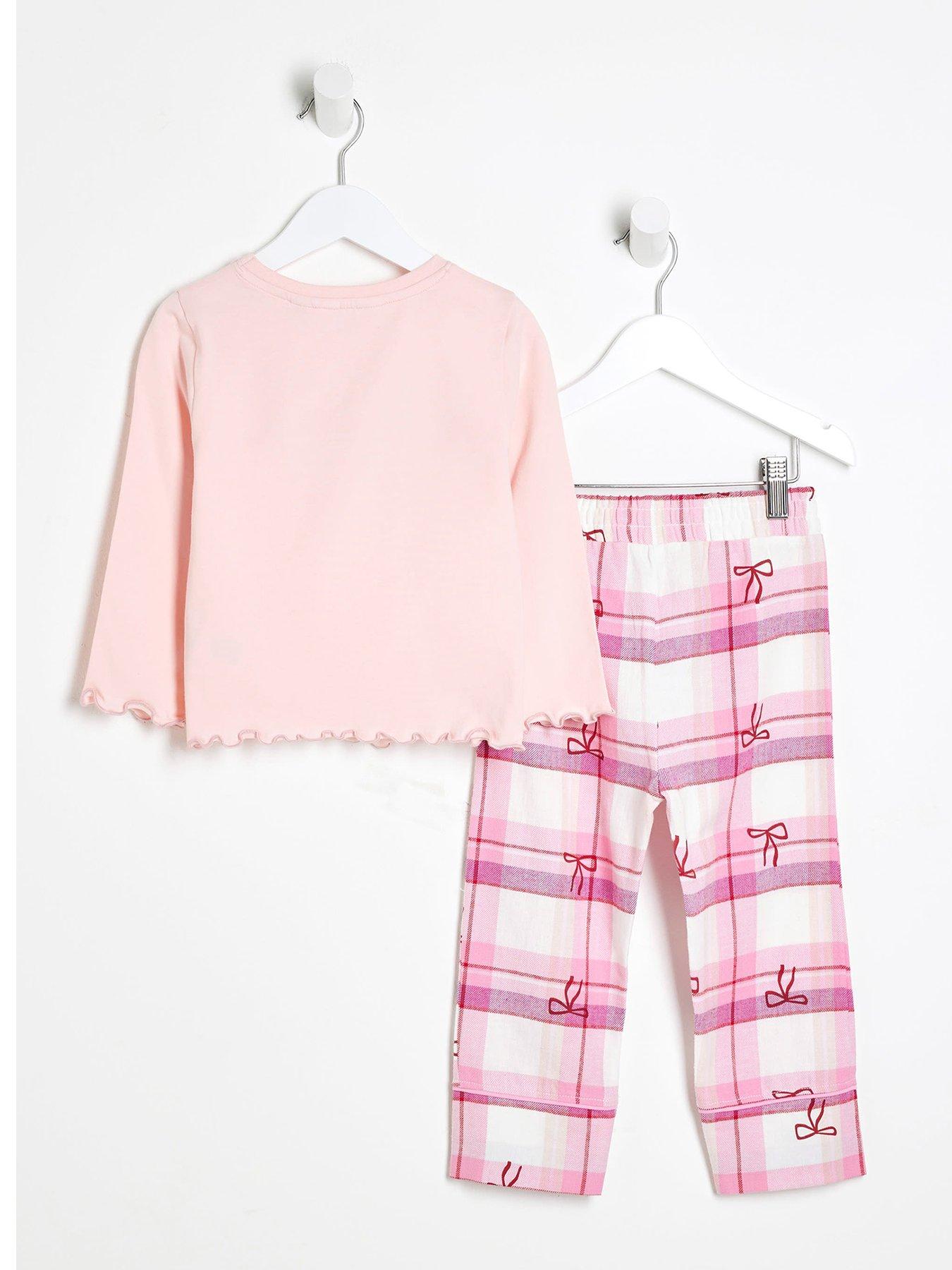 River Island Mini Girls Teddy Bow Pyjama Set - Pink | Very