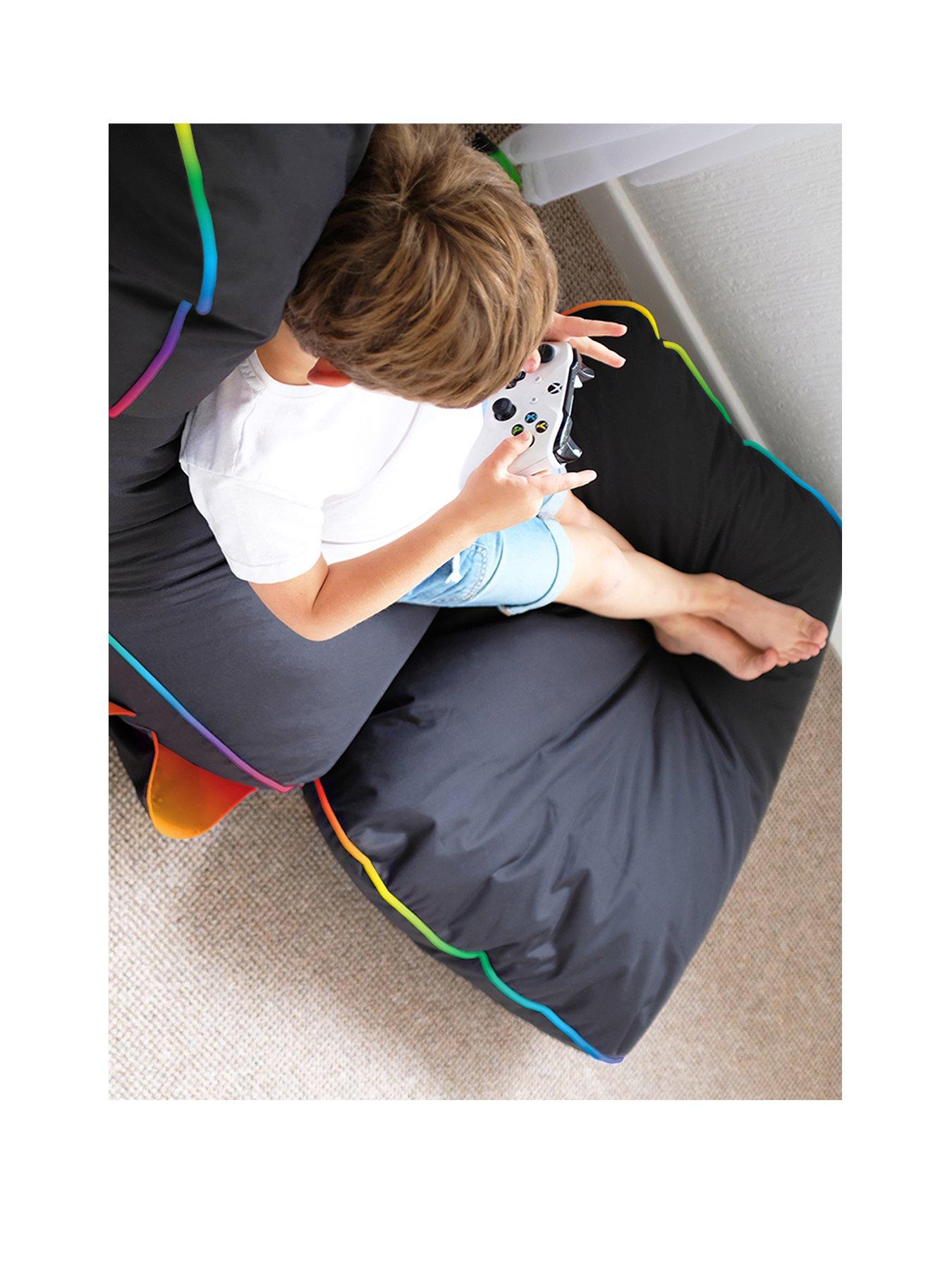 rucomfy Black Rugame Gamer Bean Bag Footstool- Led | Very