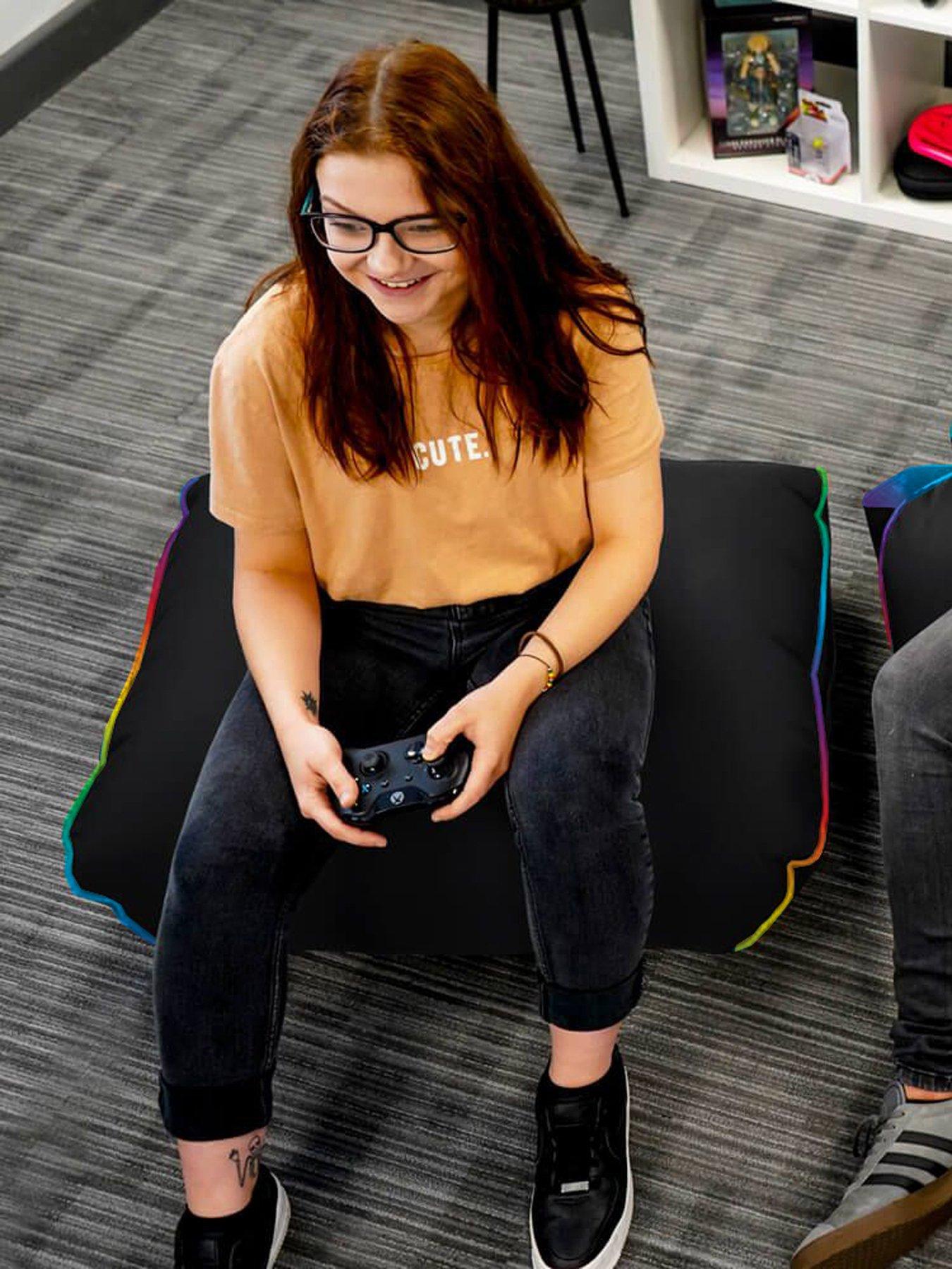 rucomfy Black Rugame Gamer Bean Bag Footstool- Led | Very