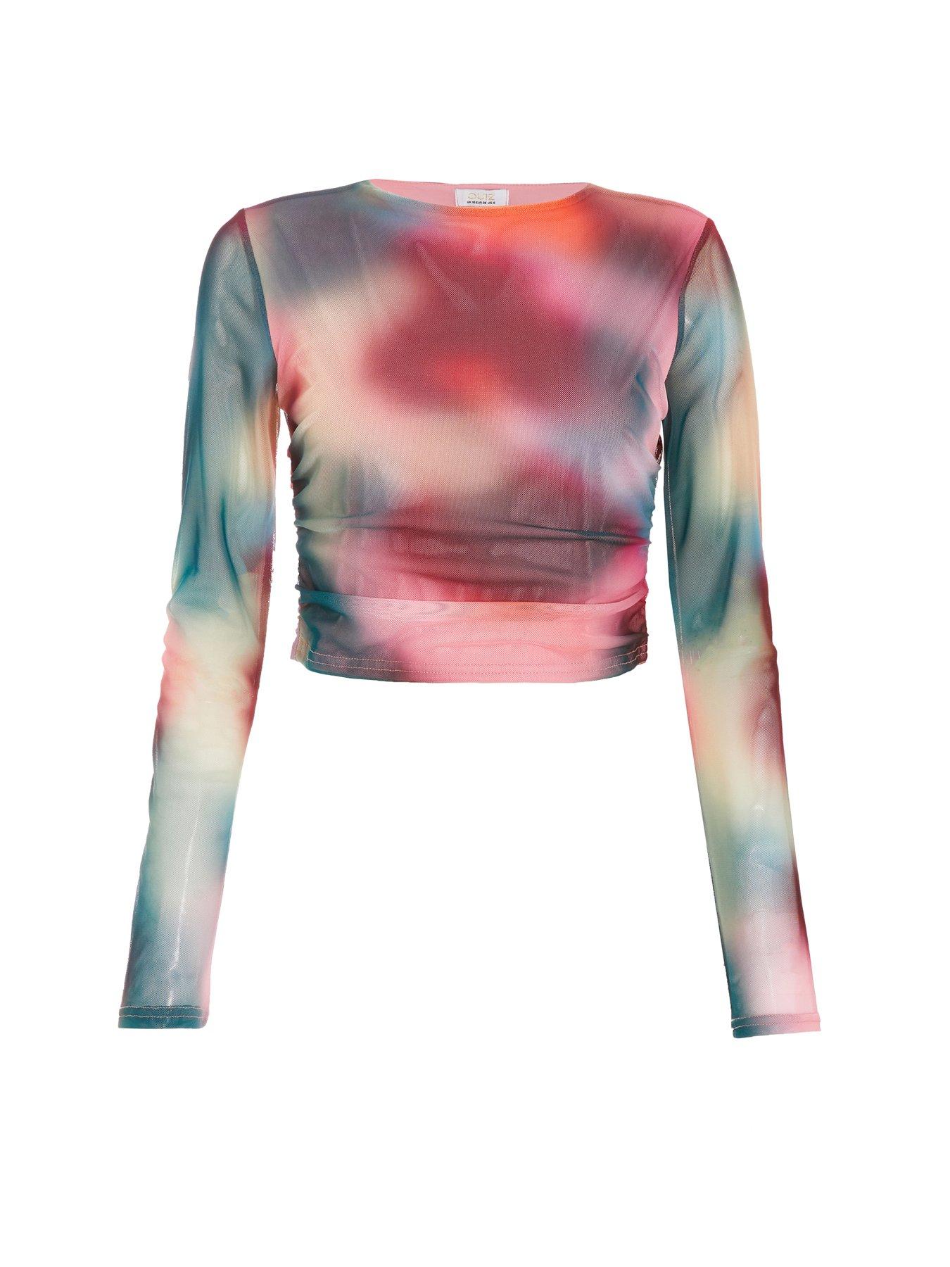 Quiz Multicoloured Ombre Mesh Crop top - Multi | Very