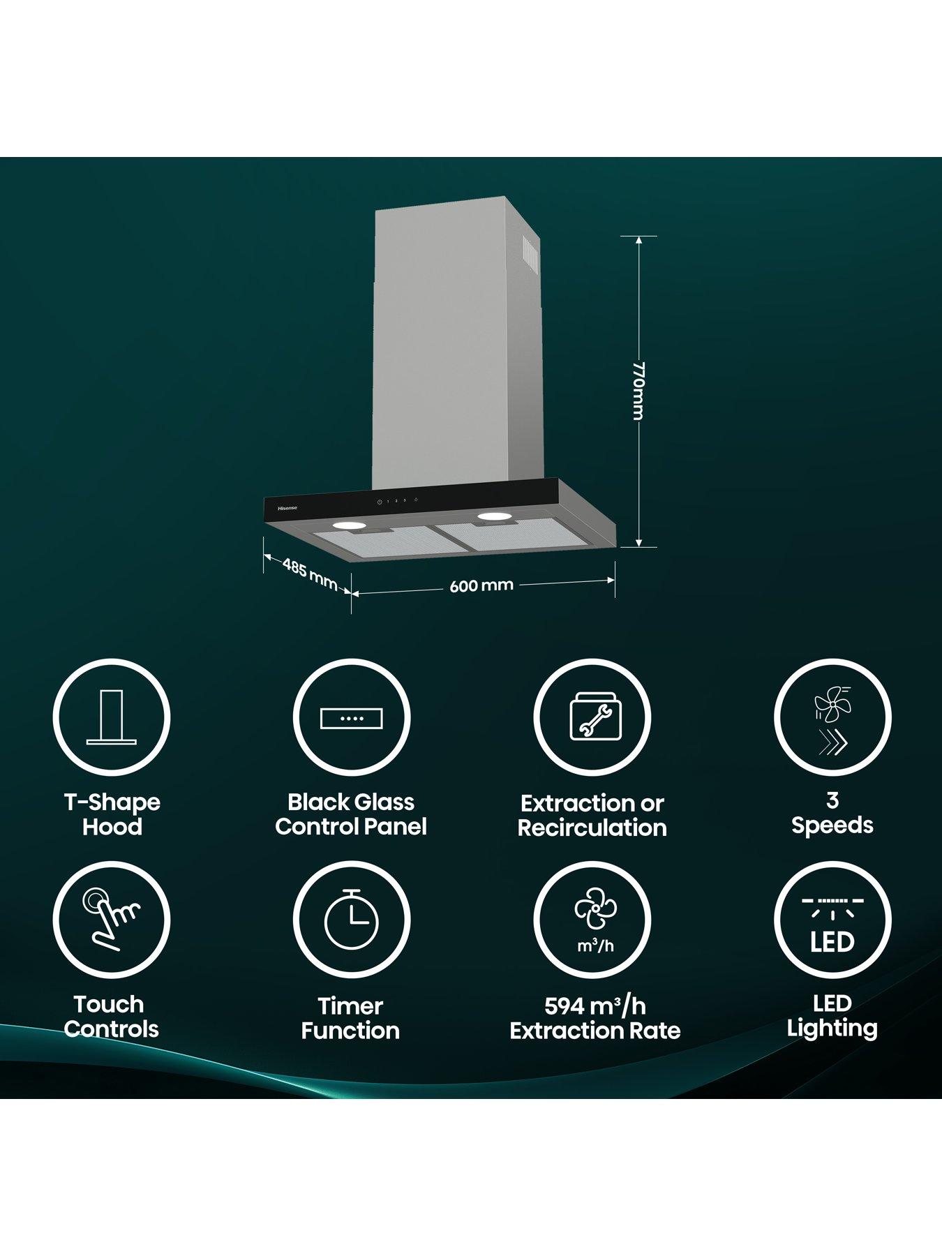 Hisense CH6T14BXBUK 60cm T-Shape Cooker Hood - Stainless Steel | Very