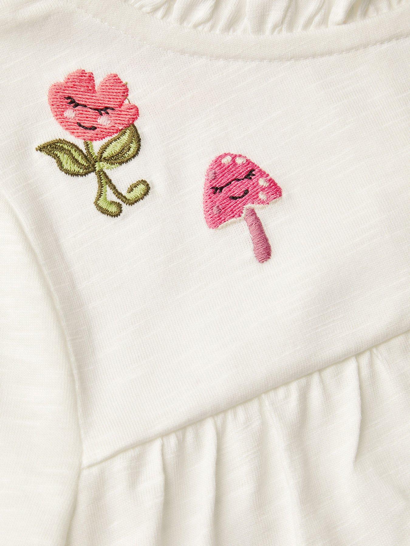 Monsoon Girls Embroidered Flower Top - Ivory | Very
