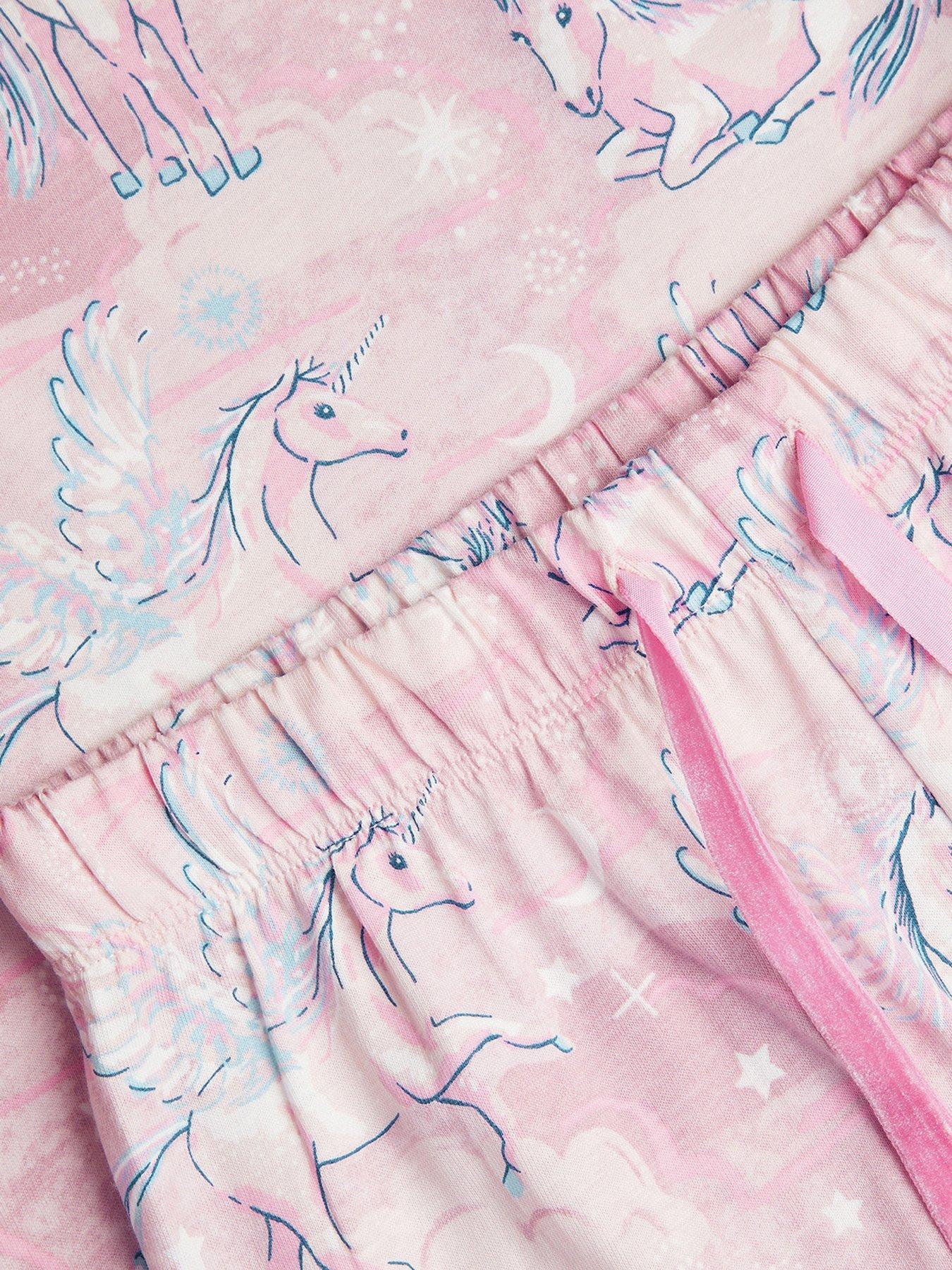 Monsoon Girls Unicorn Print Long Sleeve Pyjama Set - Pink | Very