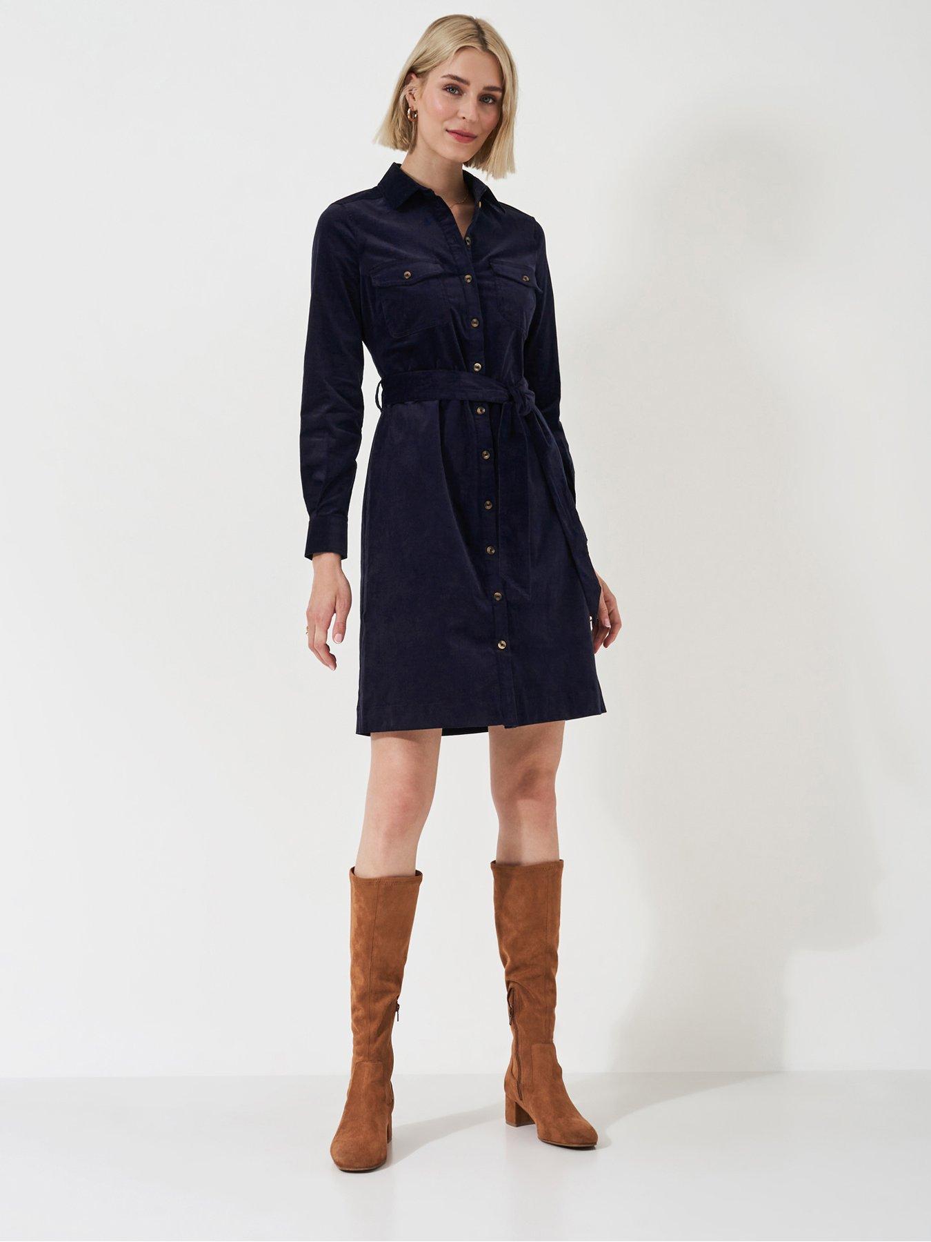 Crew Clothing Elsie Cord Shirt Dress - Navy | Very
