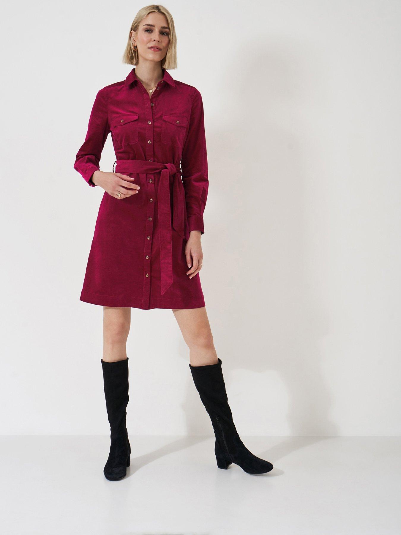 Crew Clothing Elsie Cord Shirt Dress - Red | Very