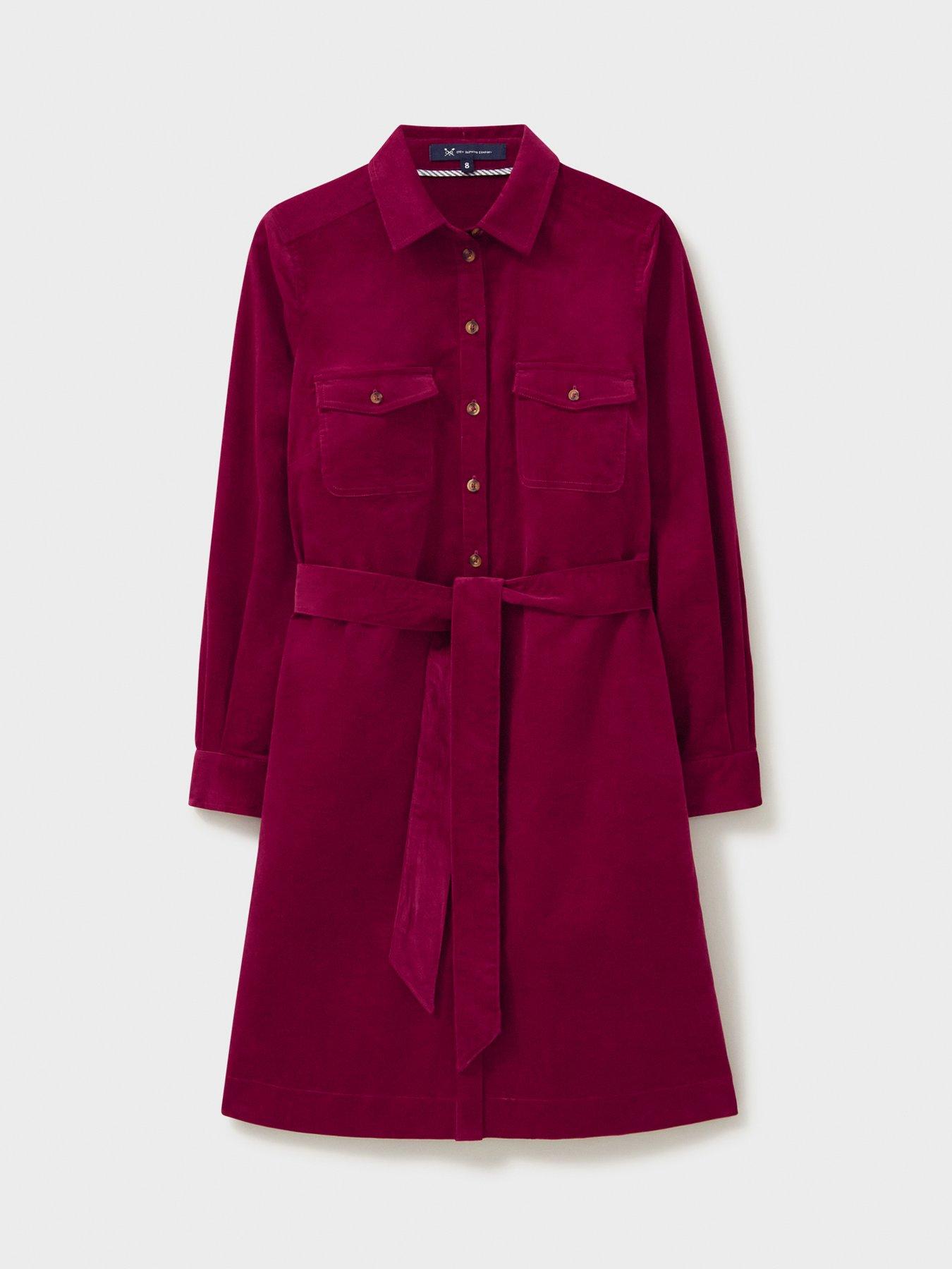 Crew Clothing Elsie Cord Shirt Dress - Red | Very