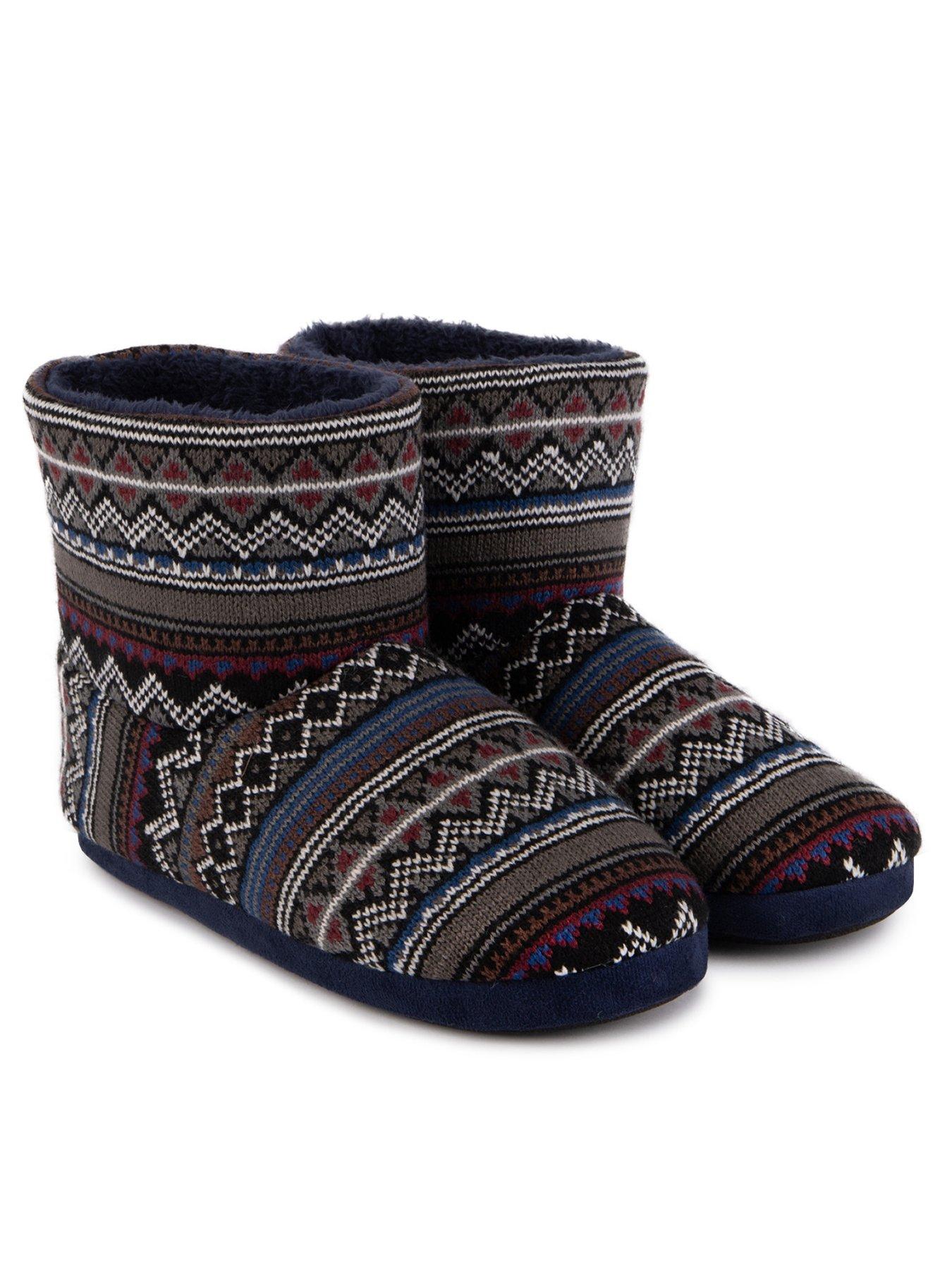 TOTES Fairisle Knitted Boot Slippers | Very