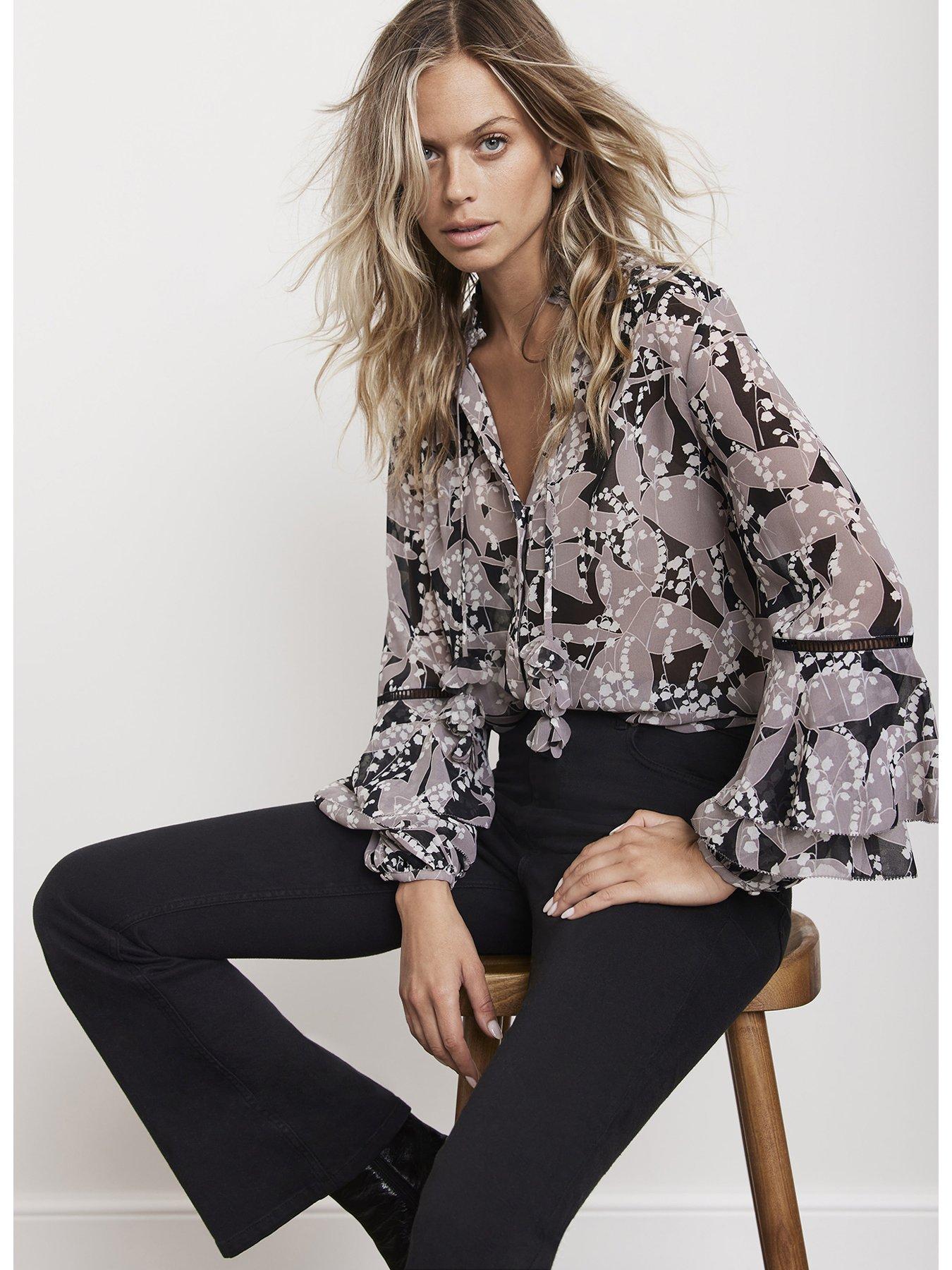 Mint Velvet Floral Print Blouse - Grey | Very