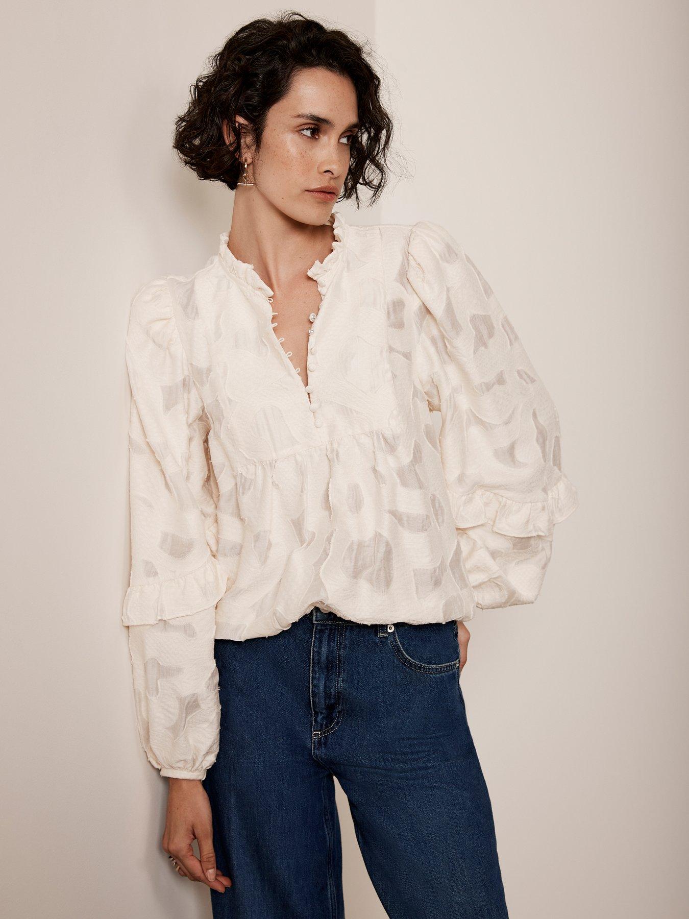 Mint Velvet Jacquard Blouse - Cream | Very