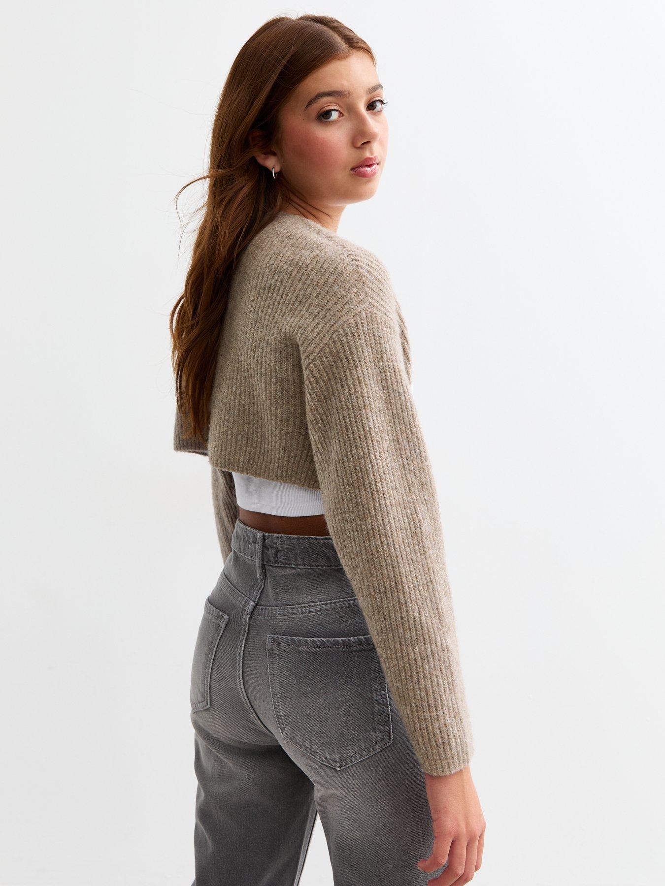 New Look 915 Girls Mink Ribbed Knit Shrug - Beige | Very