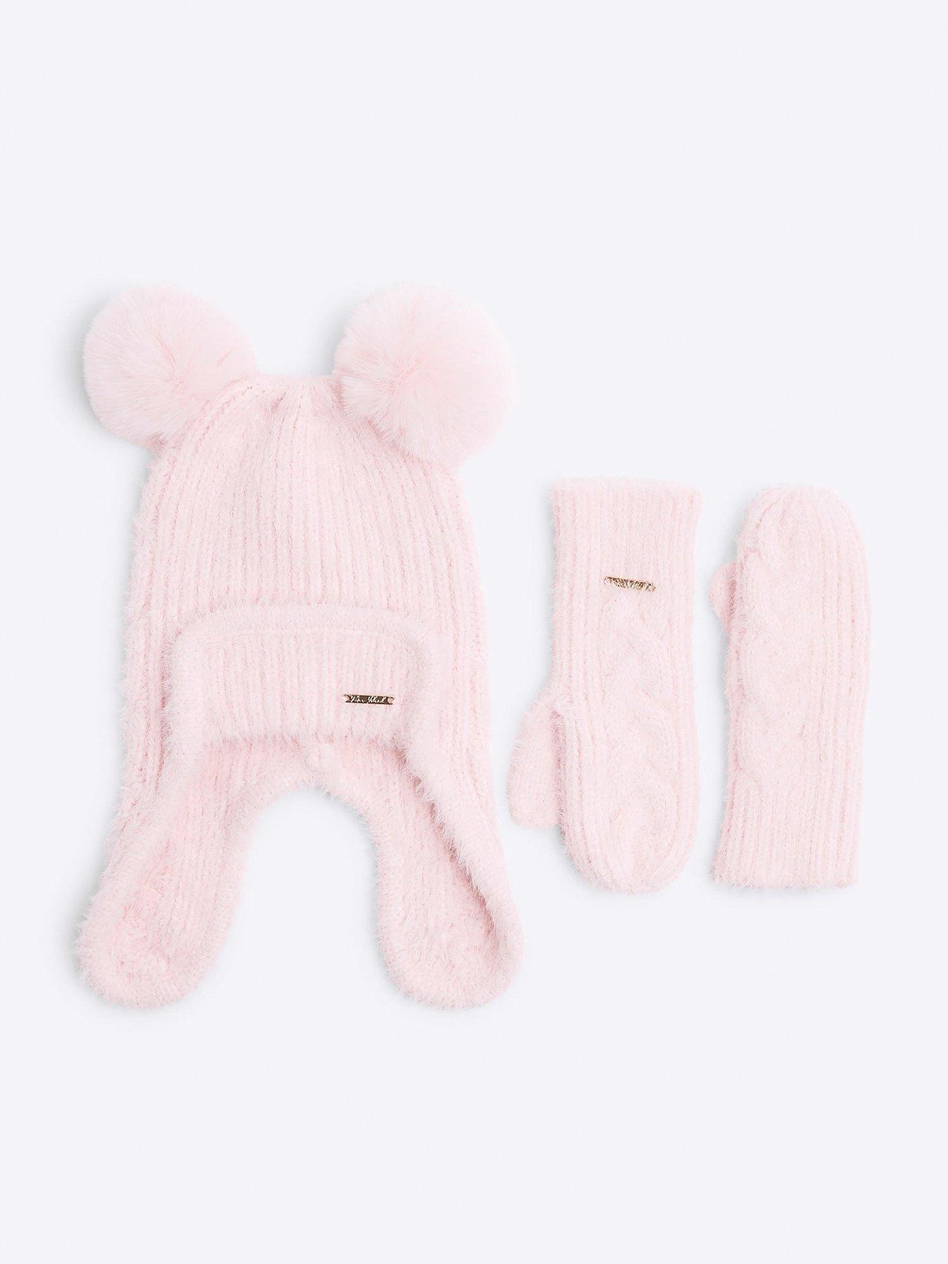 River Island Hat And Mittens Set - Pink | Very
