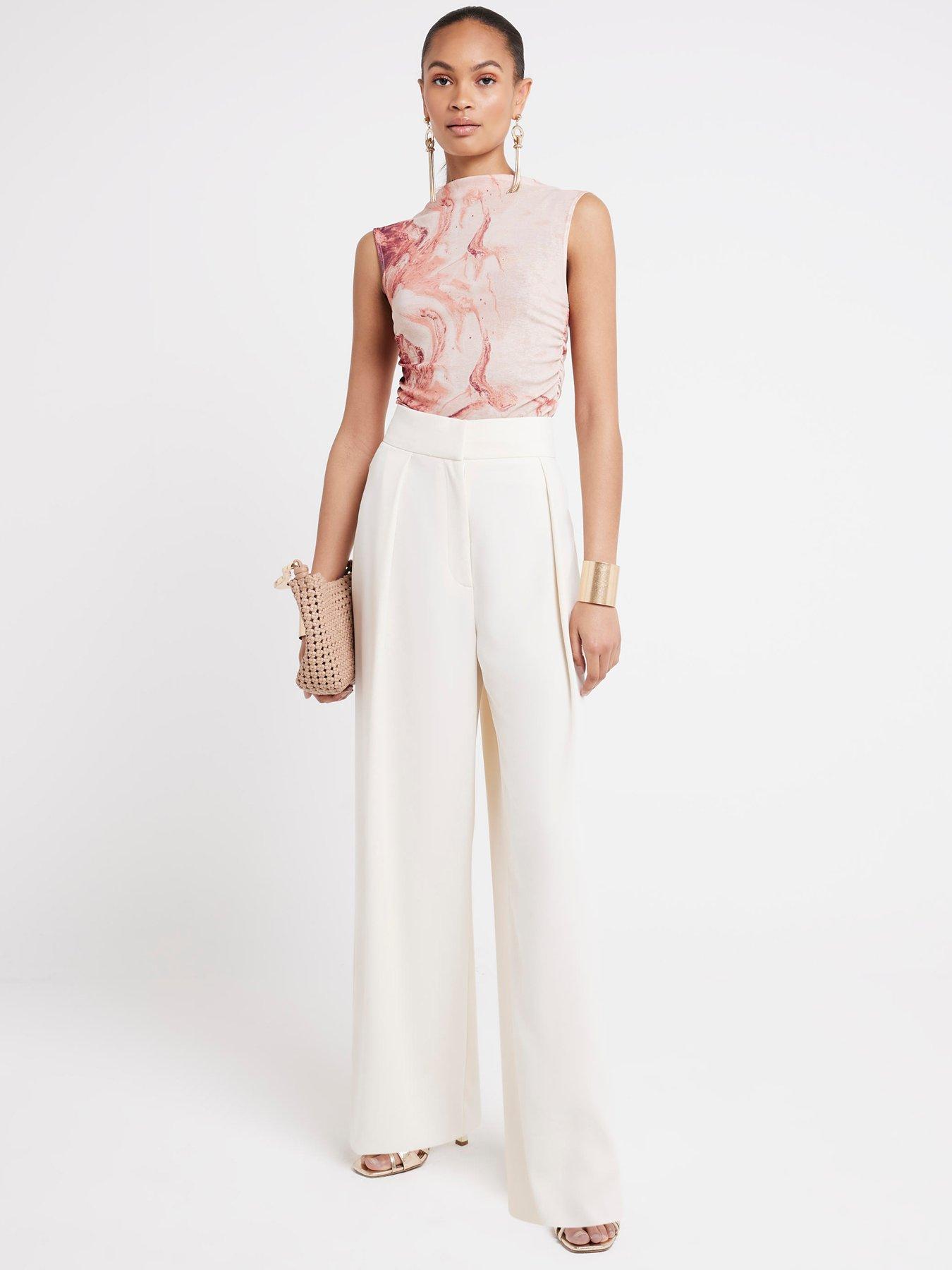 River Island Slash Neck Mesh Top - Beige | Very