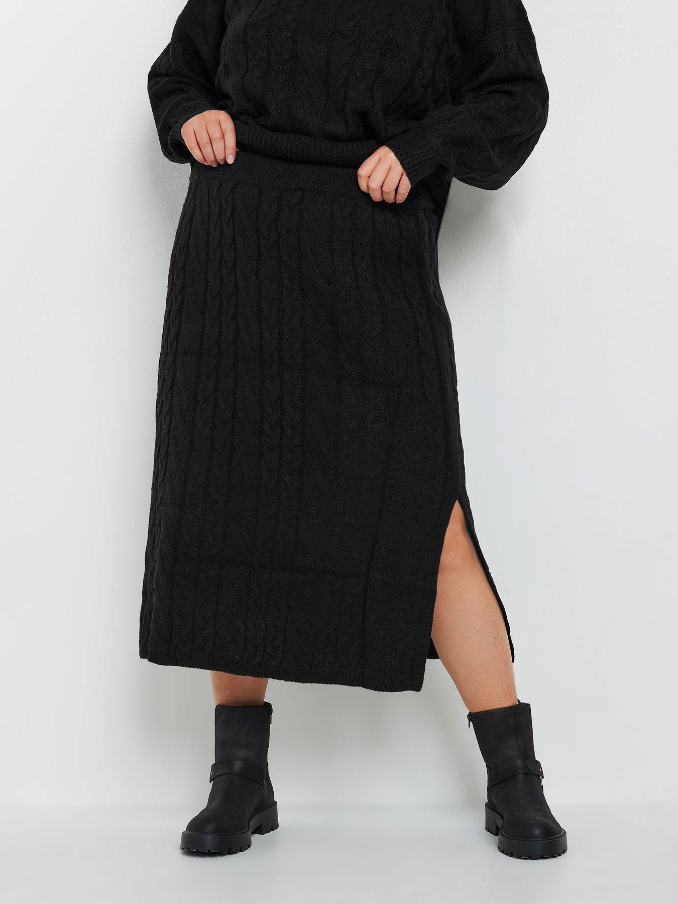 Yours Curve Cable Skirt - Black | Very