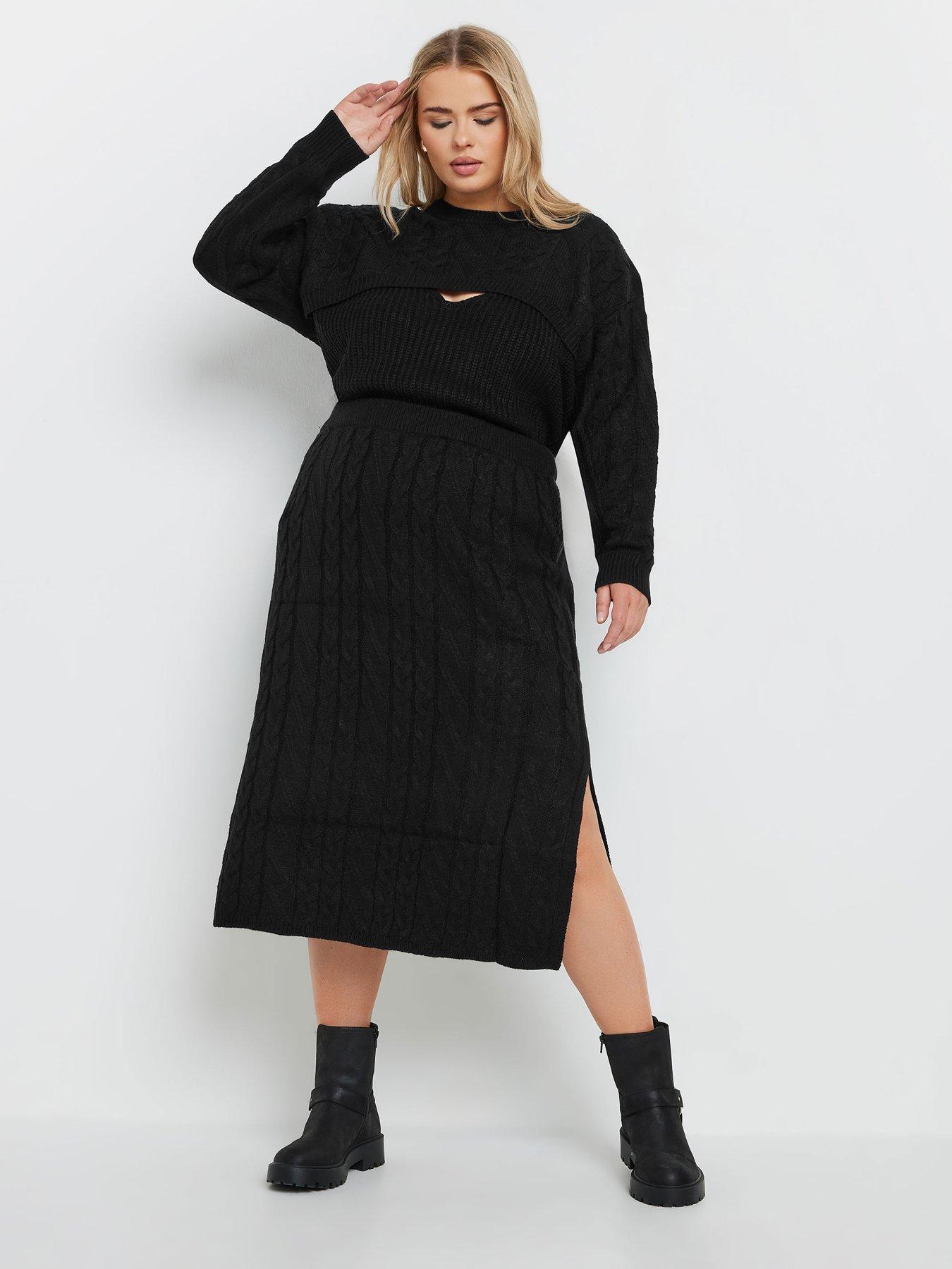 Yours Curve Cable Skirt - Black | Very