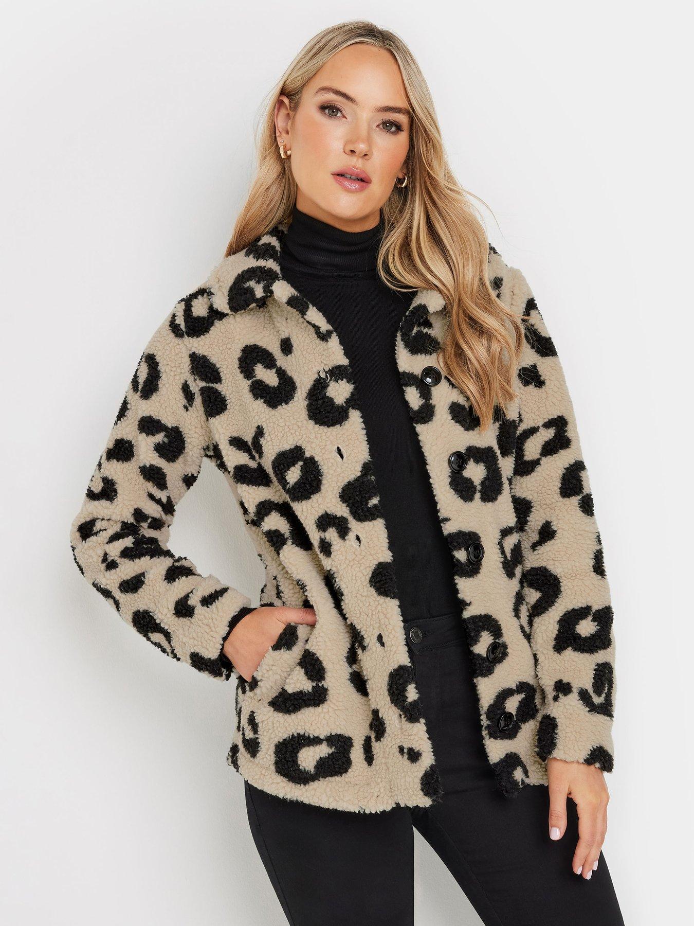 Long Tall Sally Leopard Borg Teddy Fleece Jacket - Natural | Very