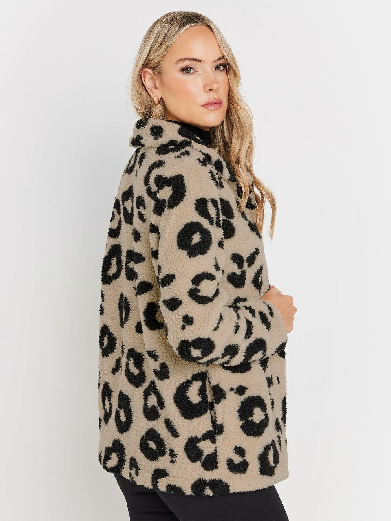 Long Tall Sally Leopard Borg Teddy Fleece Jacket - Natural | Very