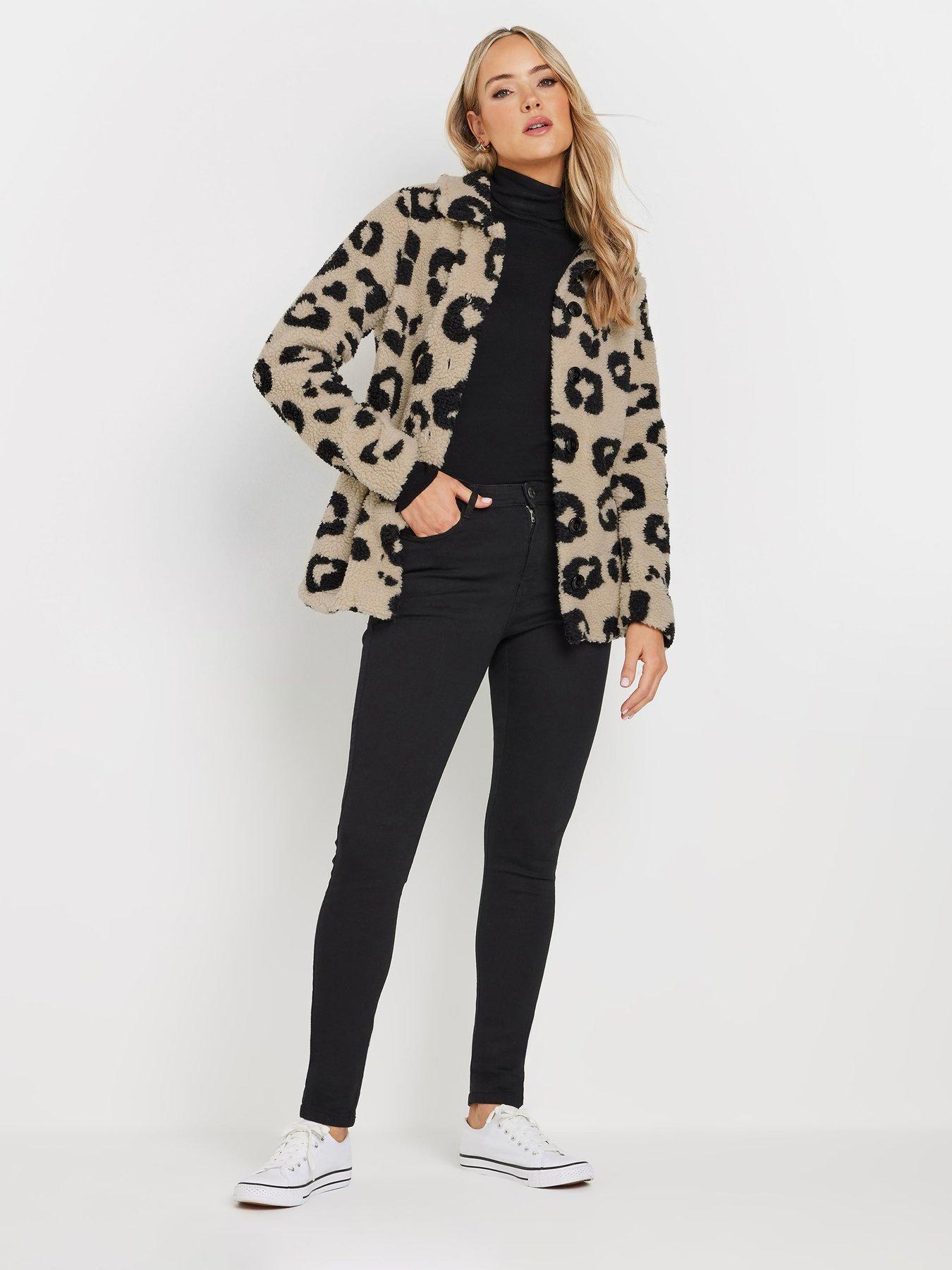 Long Tall Sally Leopard Borg Teddy Fleece Jacket - Natural | Very
