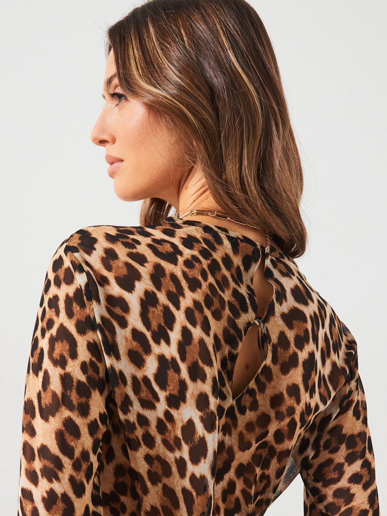 Mango Leopard Print Long Sleeve Top - Brown | Very