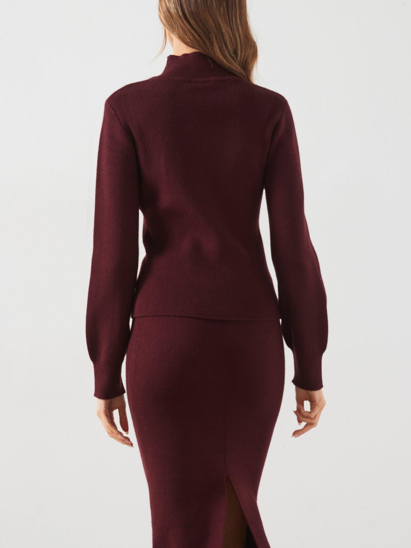 Mango High Neck Knitted Top Co Ord - Red | Very
