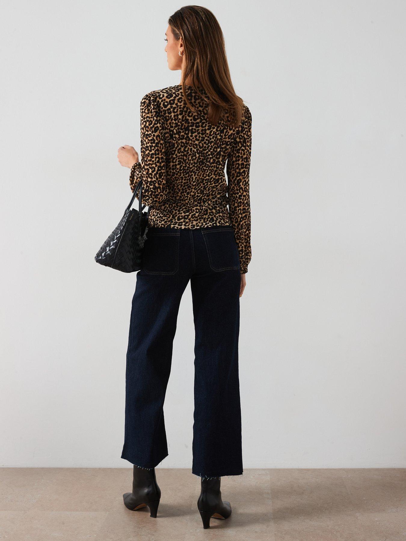 Mango Leopard Print V Neck Top - Multi | Very