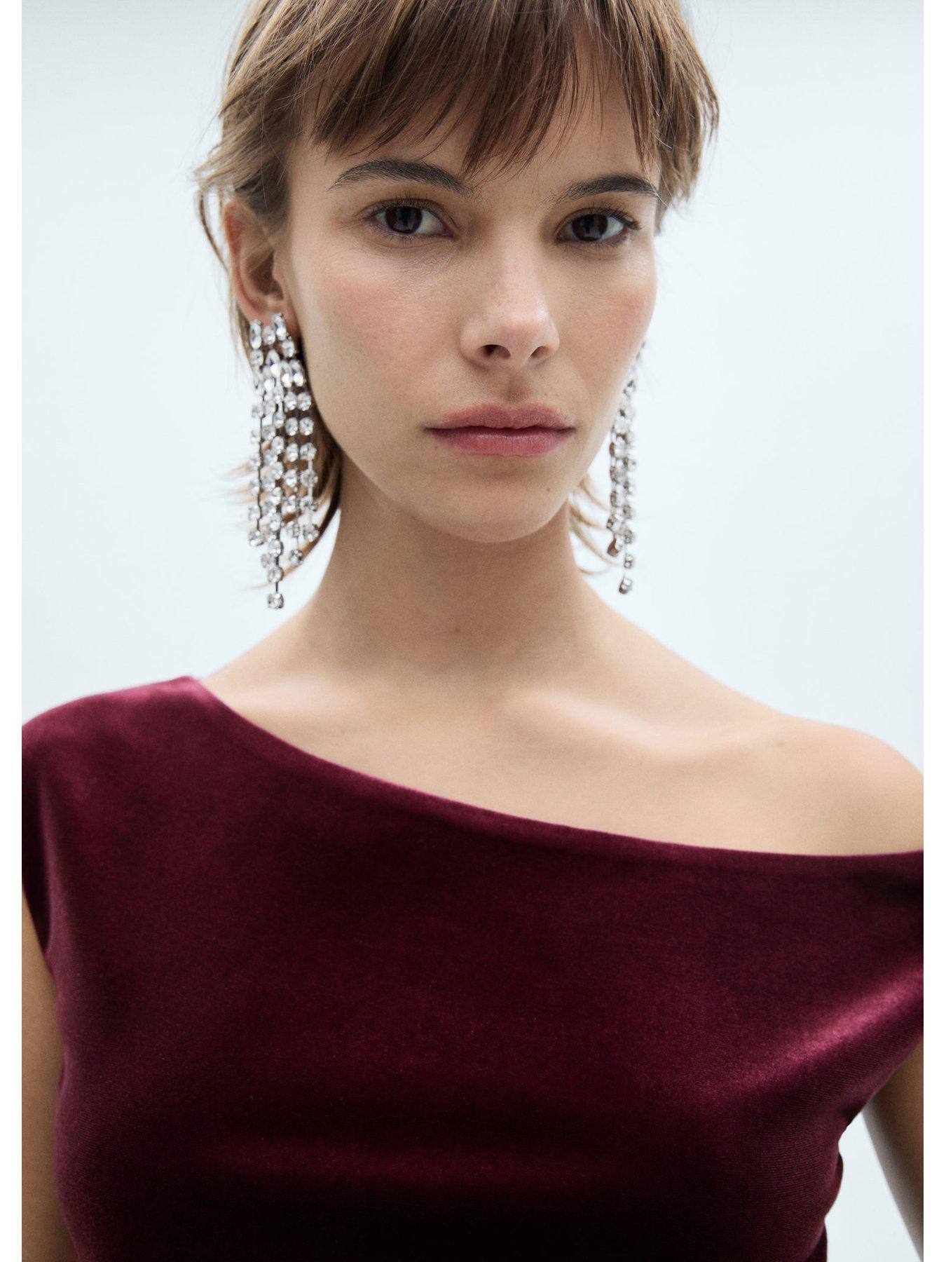 Mango Draped Off The Shoulder Top - Red | Very