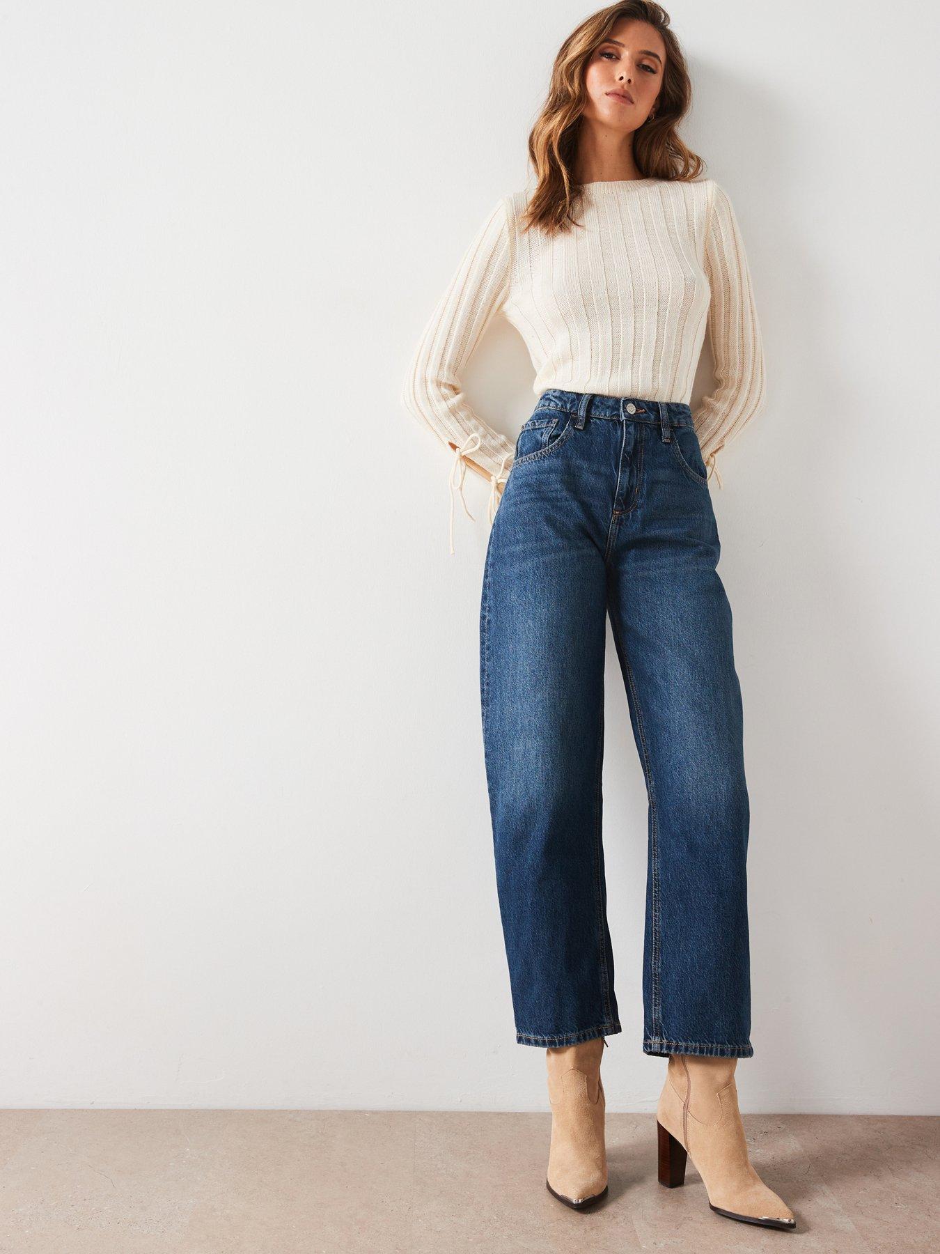 Mango Tie Sleeve Knitted Top - Cream | Very