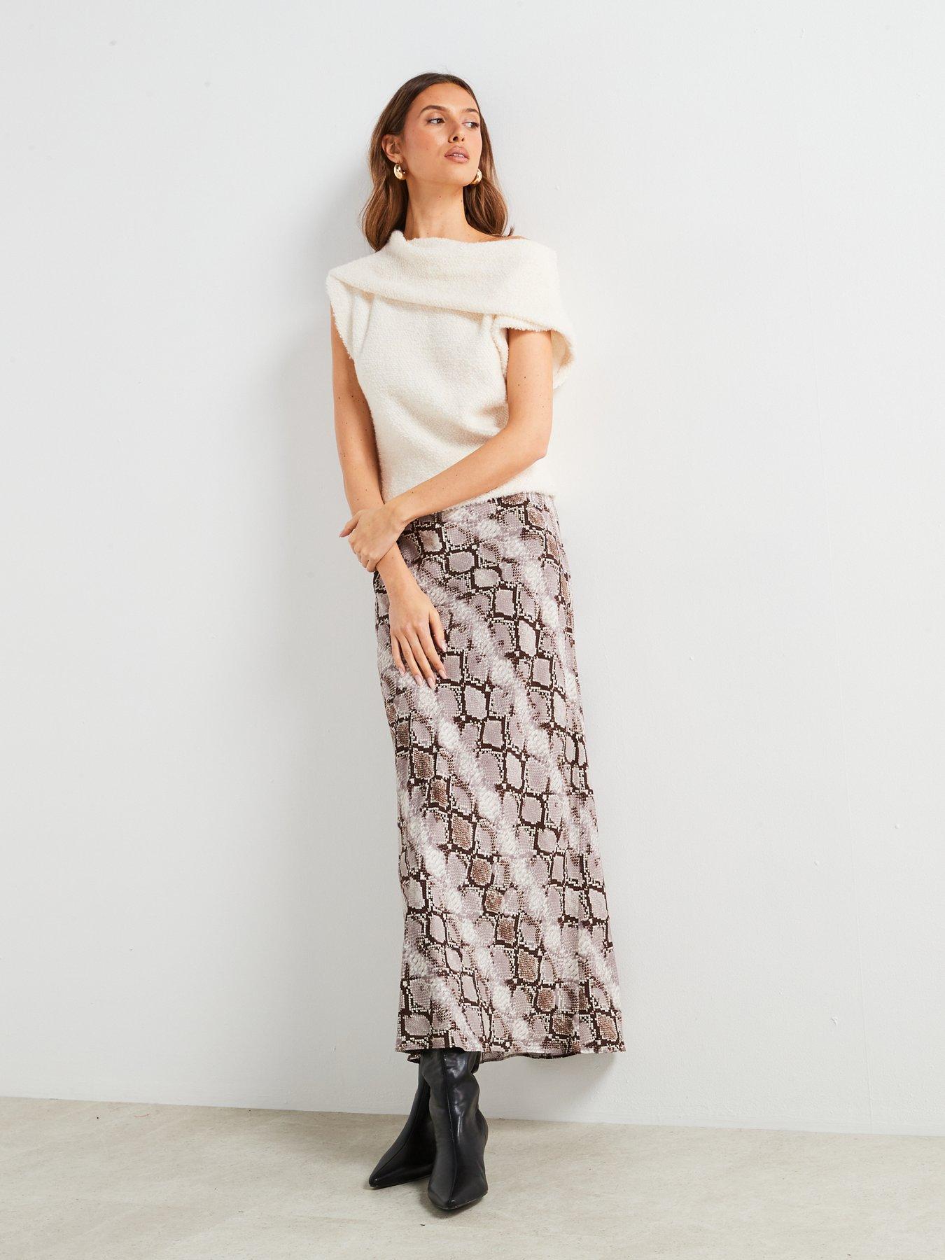Mango Asymmetric Turtleneck Knit Top - White | Very